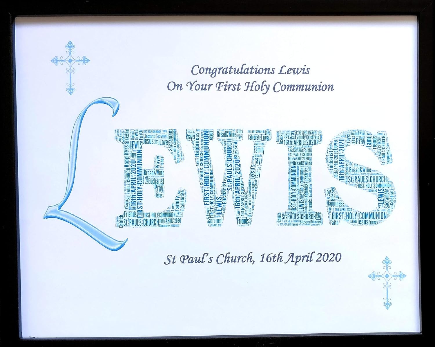 Personalised First Holy Communion Word or Confirmation Word Art, Boy or ...