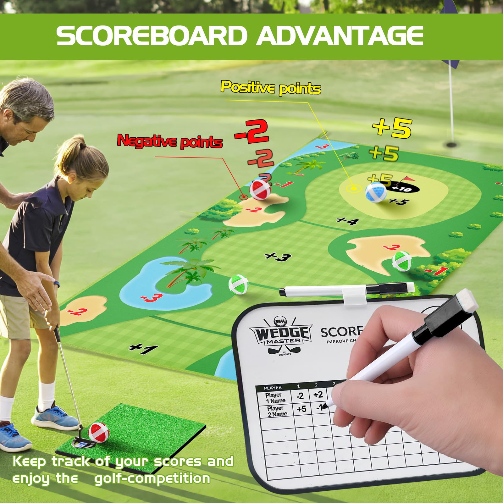 HCBZVV 6Ft x 4Ft Chipping Golf Game Mat Indoor Outdoor Games for Adults ...