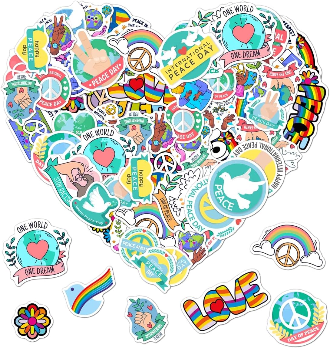 Amazon.com: Pack 50 Pcs International Peace Day Stickers for Water ...
