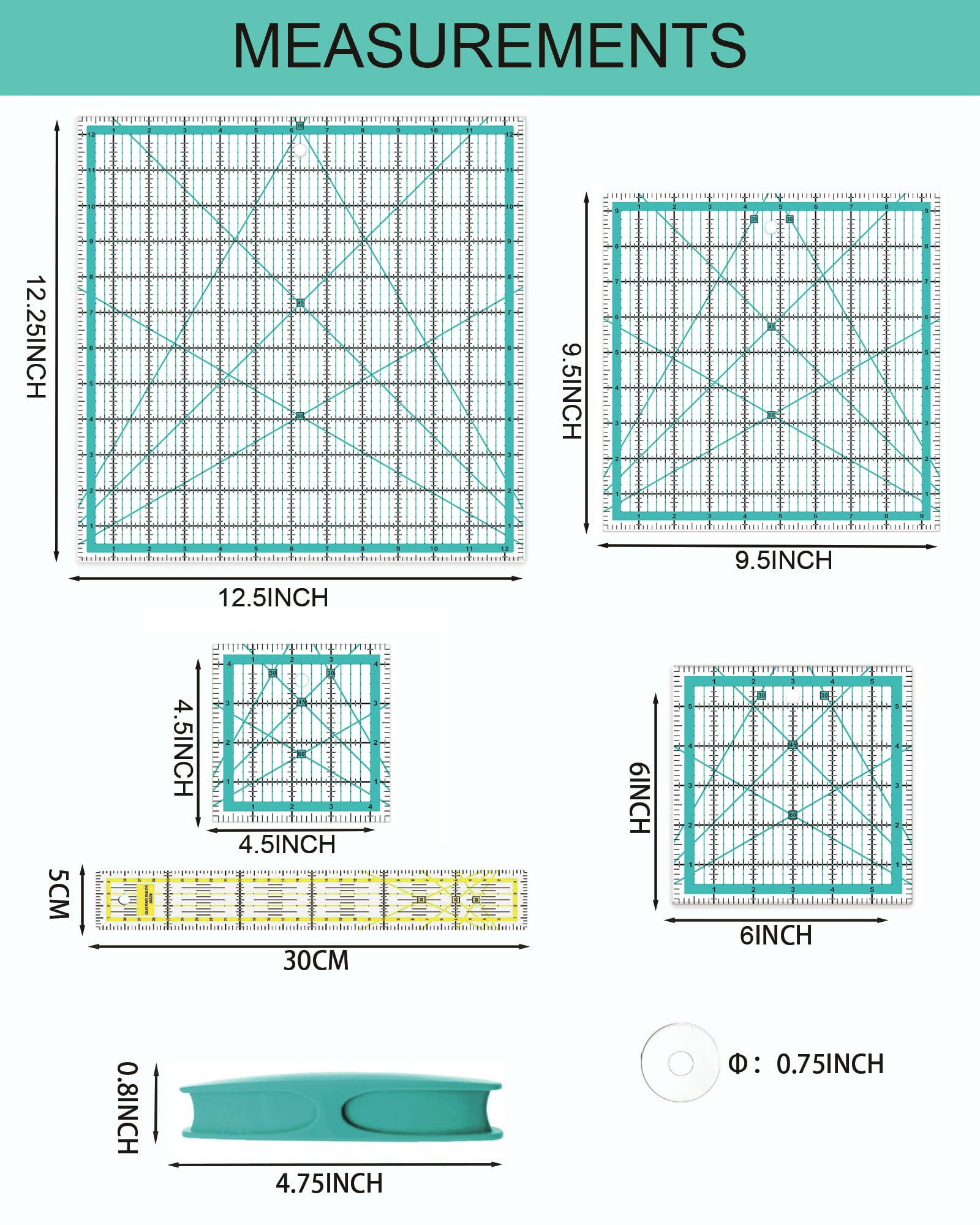 Snapklik.com : 7 Pack Quilting Rulers, Clear Acrylic Square Quilting ...
