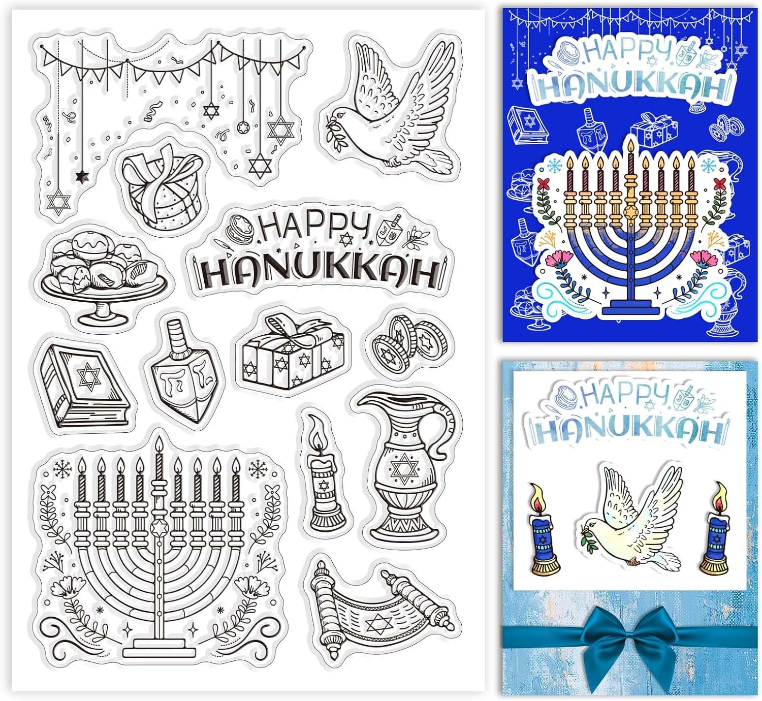 Amazon.com: PandaHall Happy Hanukkah Clear PVC Plastic Stamps, 4.3x6.3 ...