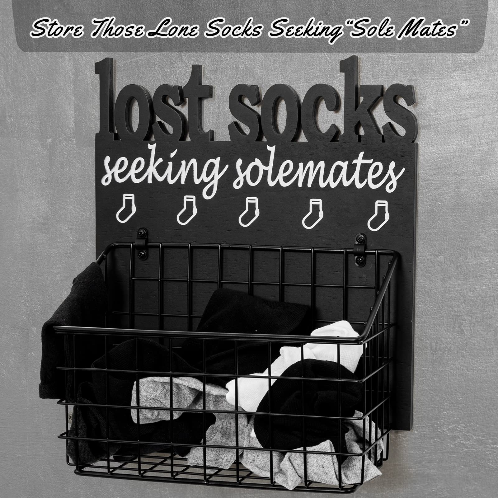 Snapklik.com : Lost Socks Basket For Laundry Room, Cutout Letters Lost ...