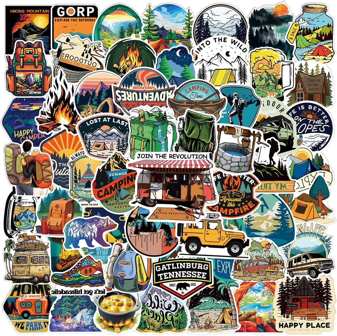 Outdoor Hiking Adventure Camping Stickers for Laptop(100 Pcs),Gift for ...