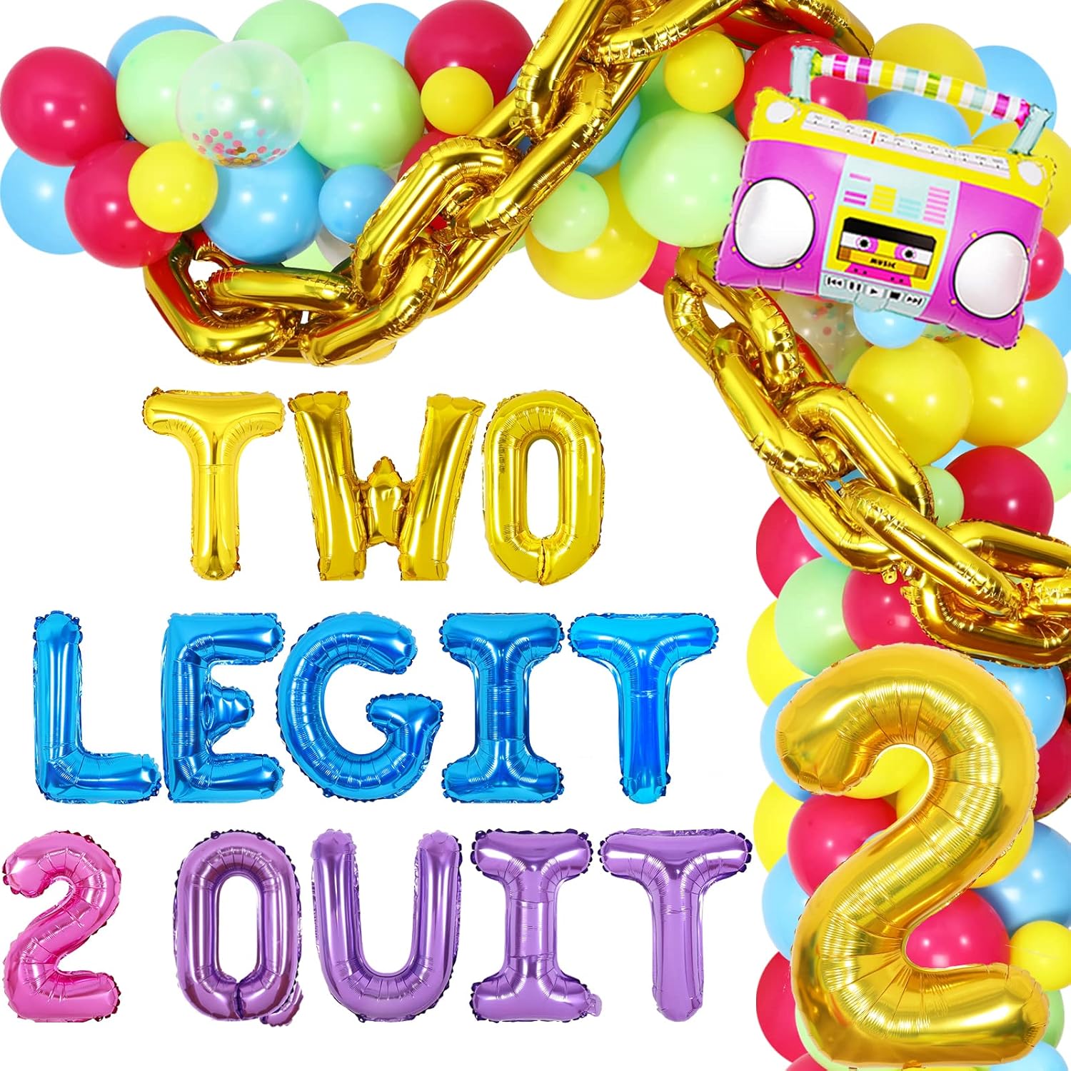Amazon.com: Two Legit to Quit Birthday Party Decoration Balloon Garland ...