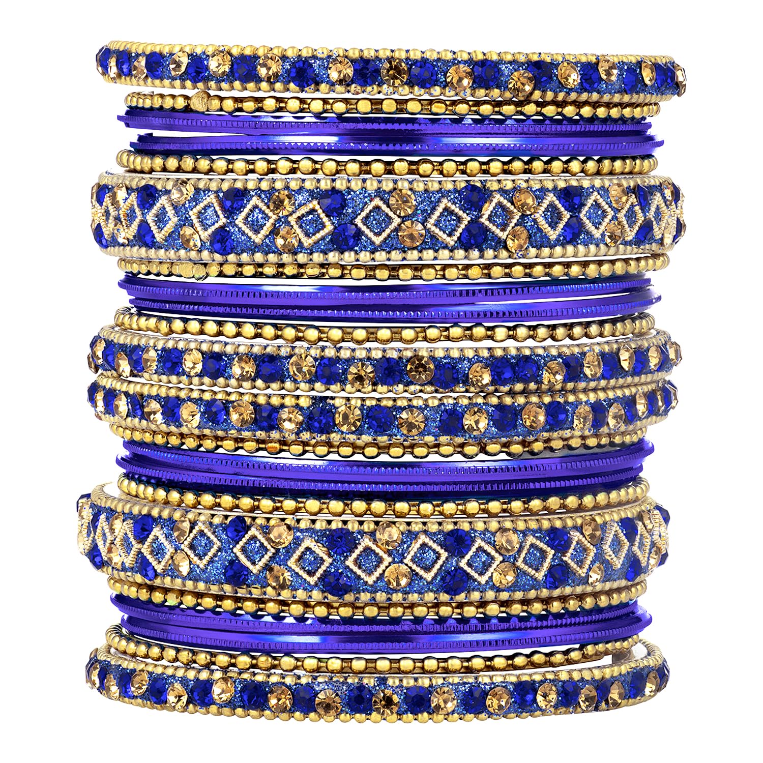 Buy Peora Gold Plated Blue Metal Chura Chuda Bangle Set Navratri Gift ...