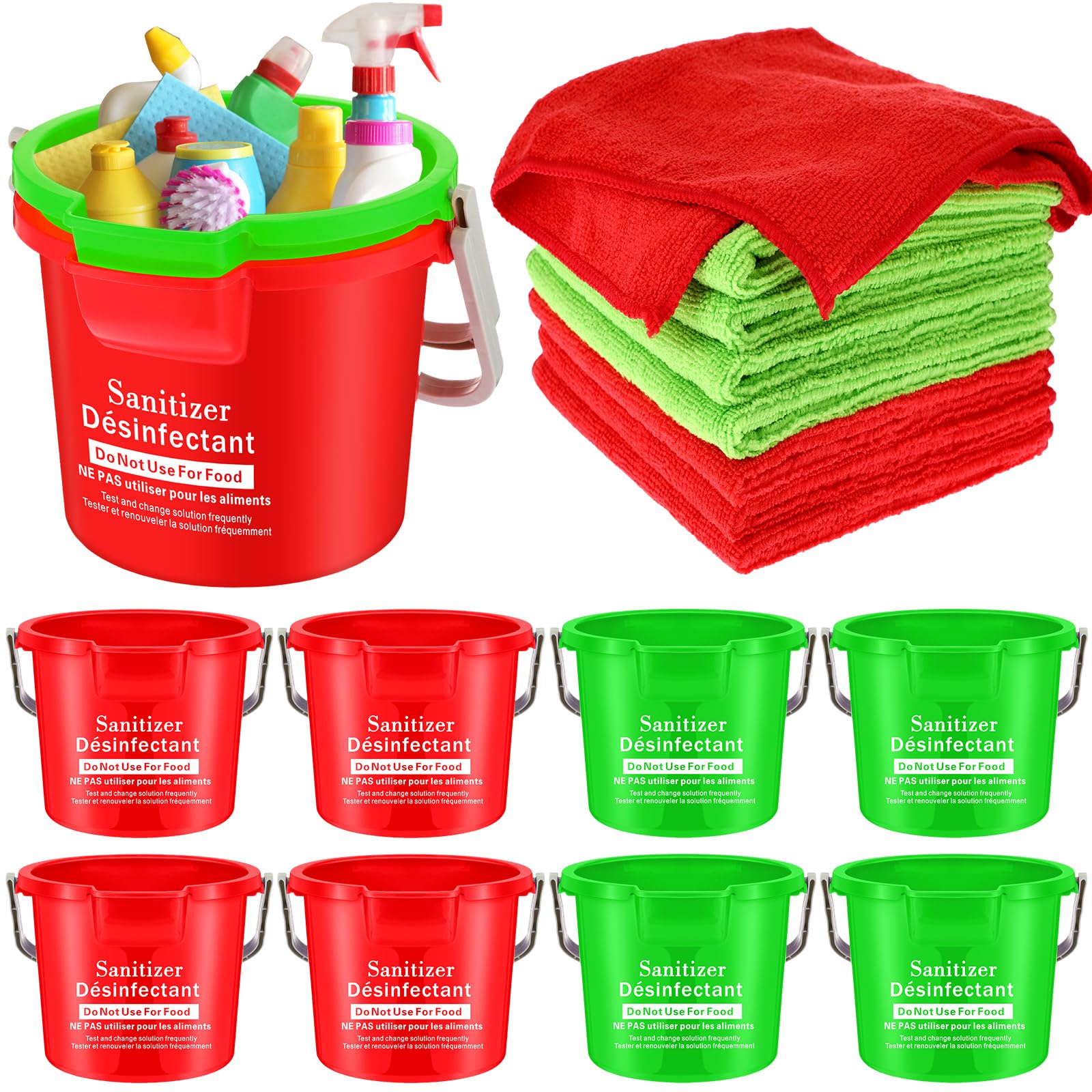 Amazon.com: Vesici 8 Sets Sanitizing Buckets 3 Quart Cleaning Bucket ...