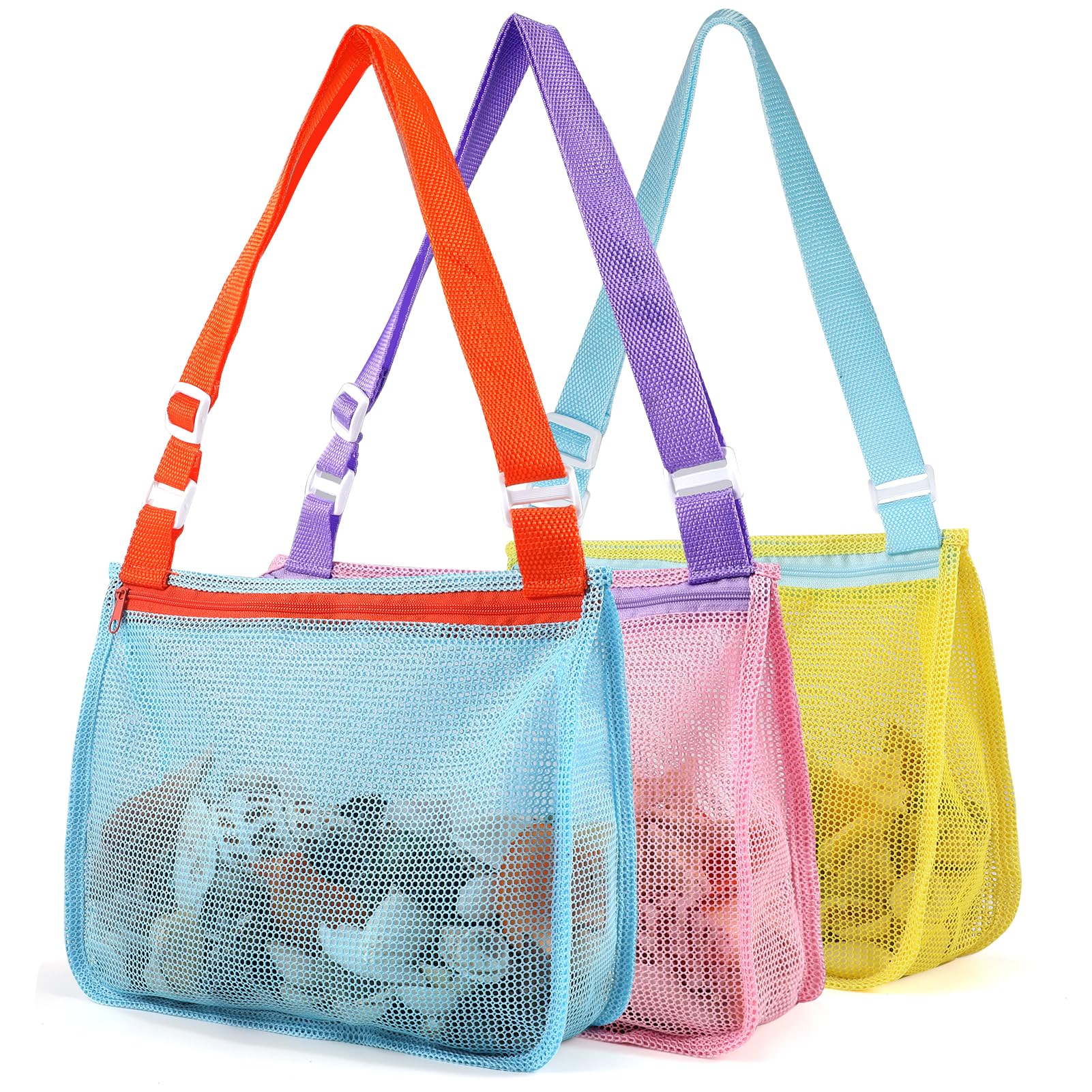 Amazon.com: CLAPET Mesh Beach Bag for Kids Sand Toys, 3 Pack 11.8 inch ...