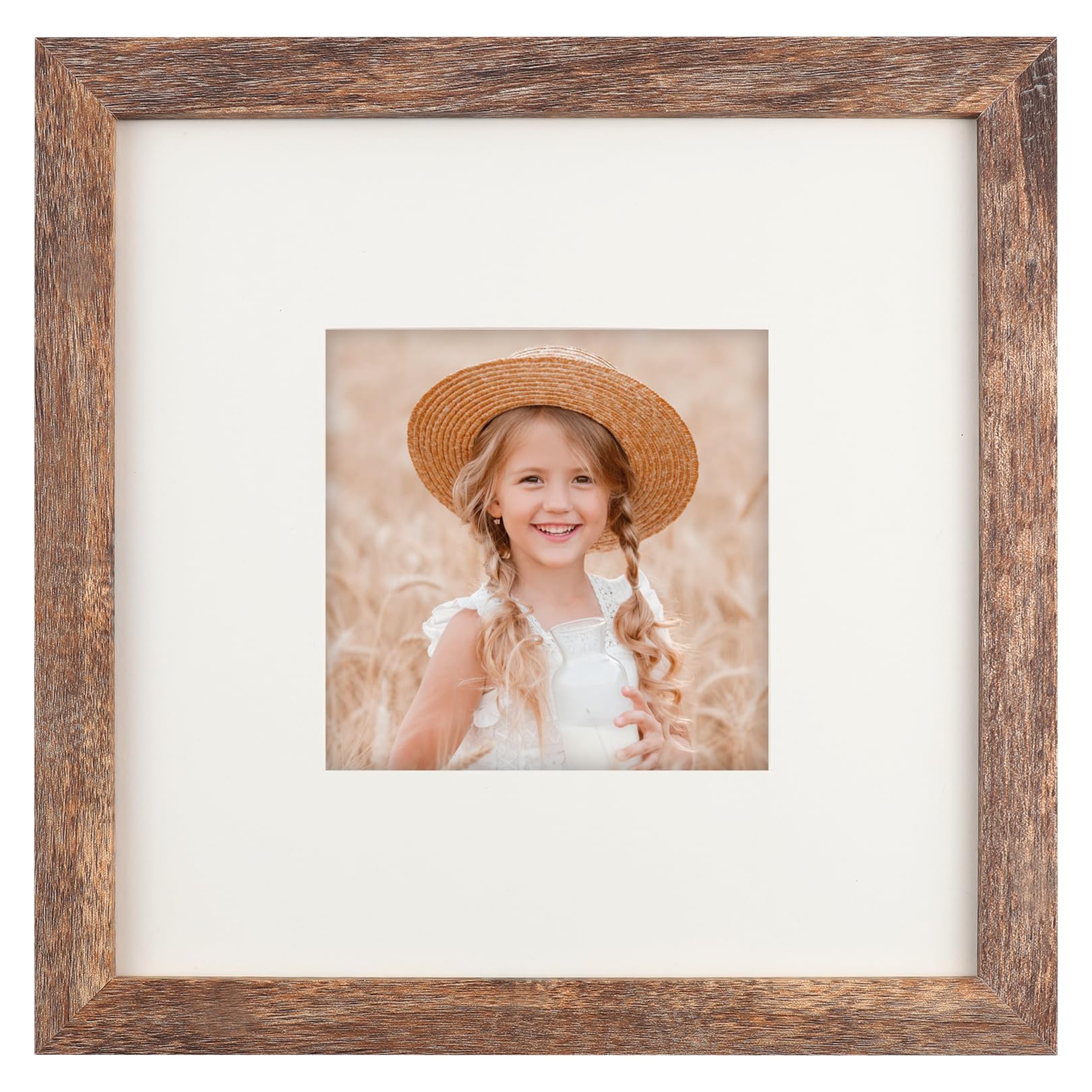 Amazon.com: ORIVAN 8x8 Picture Frame Wood Display Picture 4x4 with Mat ...