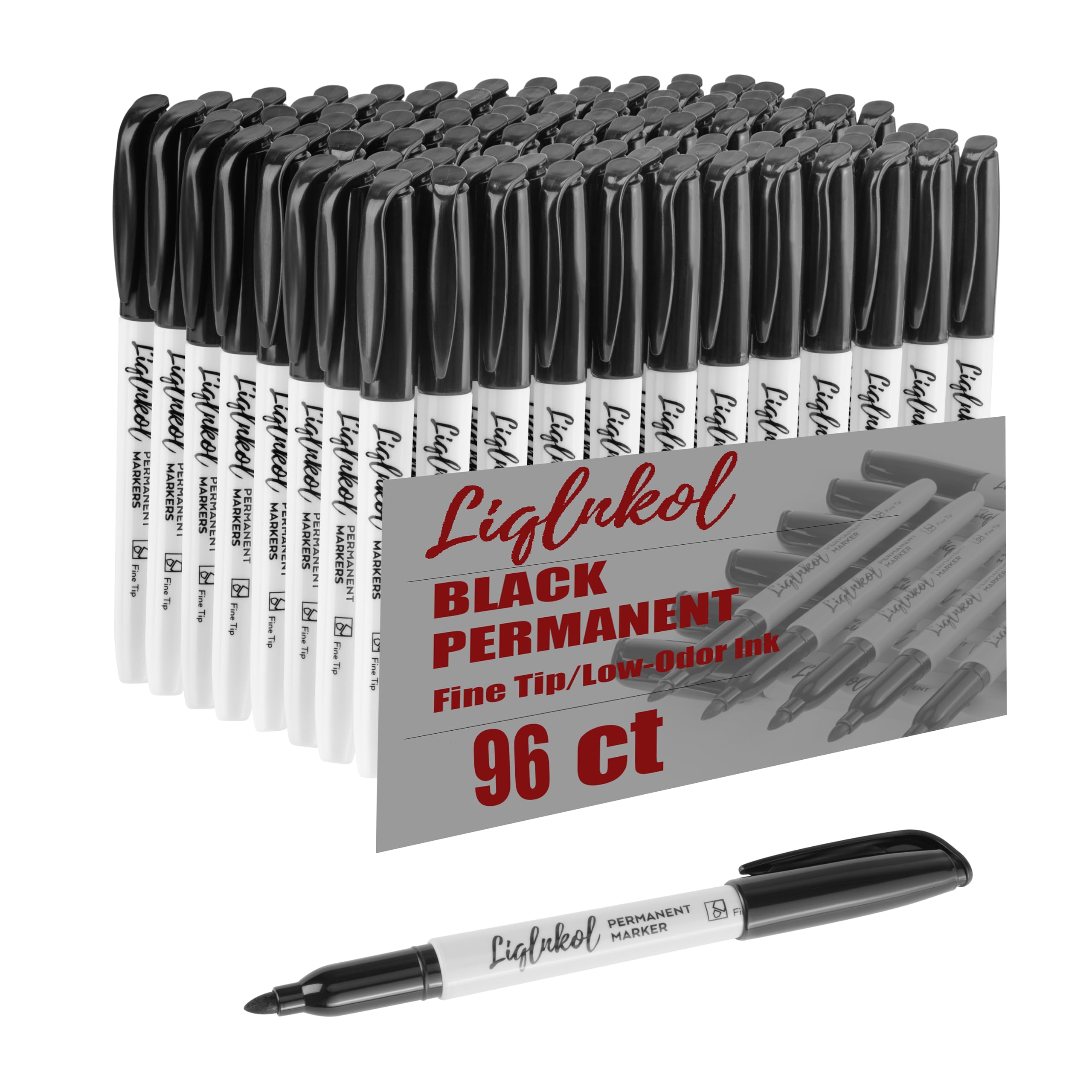 Amazon.com : Permanent Markers Bulk, 96 Pack Fine Tip Black Permanent ...