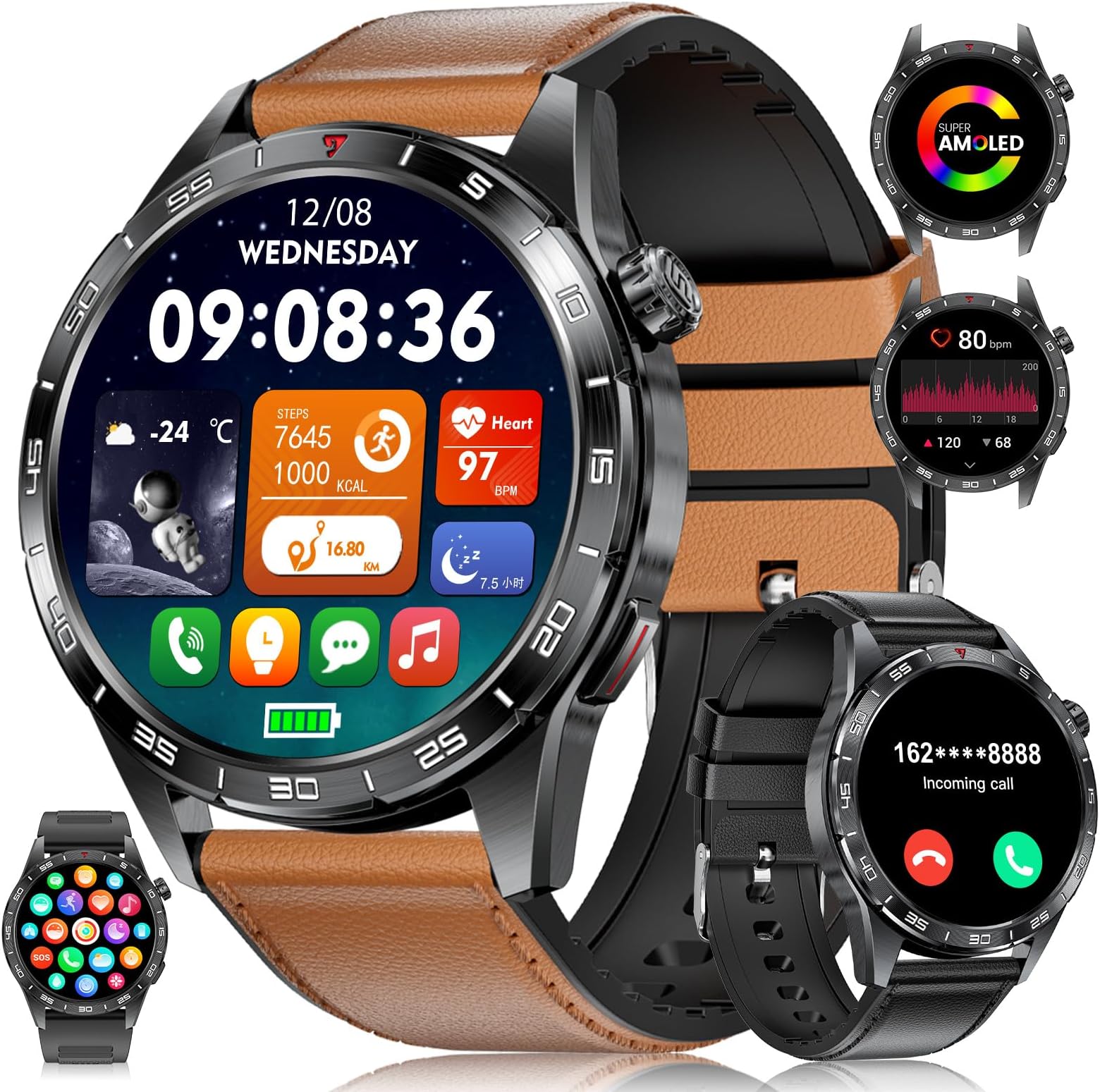SUNKTA Montre Connectée Homme avec Appel Bluetooth pour Android iOS 400 ...