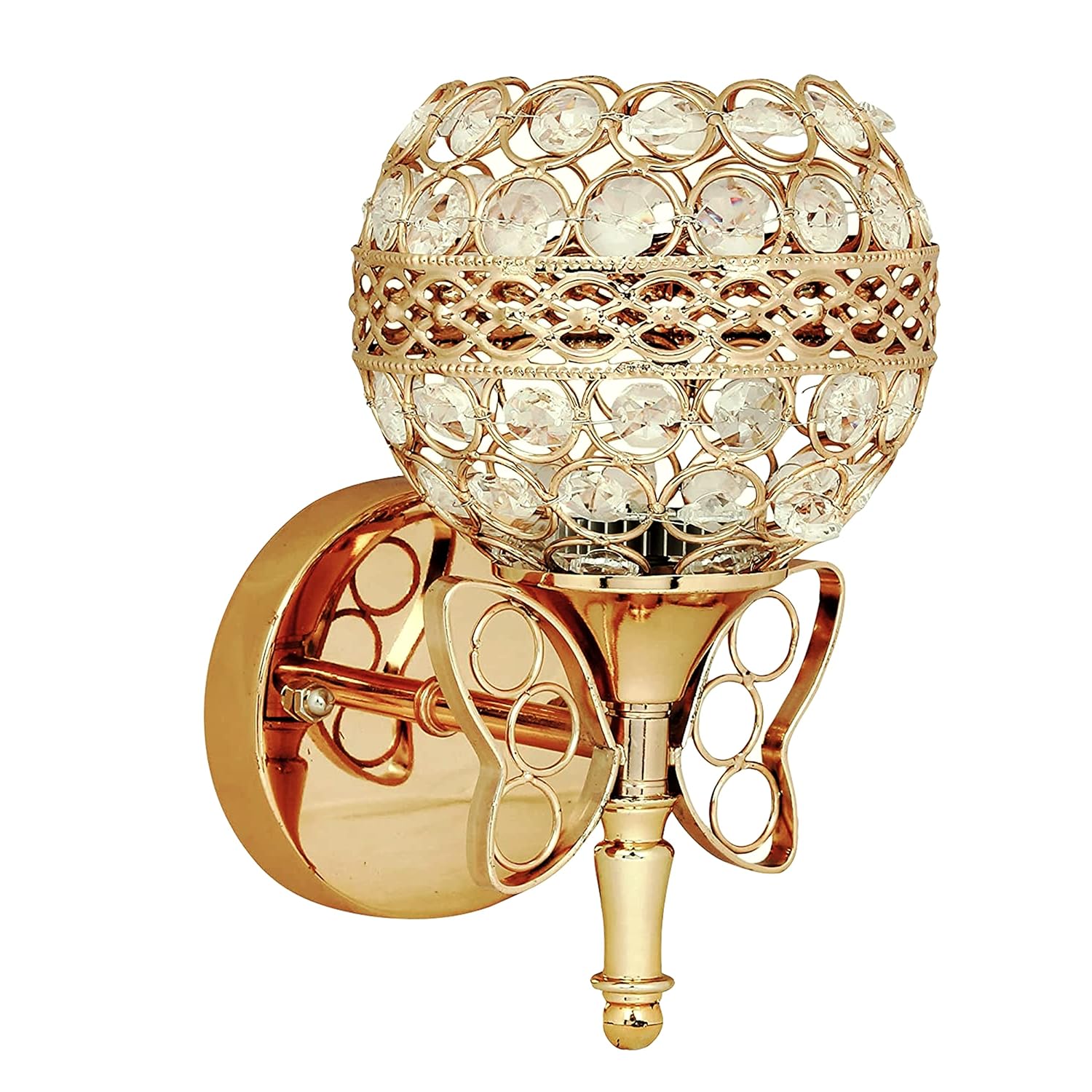 Hybrix® LED 9 Watt Crystal Wall Lamp/Light, Golden, Built-in LED Light ...