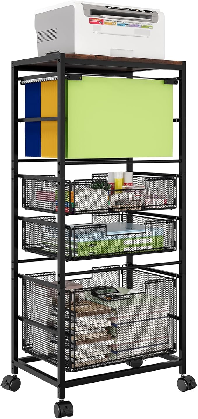 TQVAI Metal File Cabinet with 3 Storage Drawers, A4 Suspension Files ...