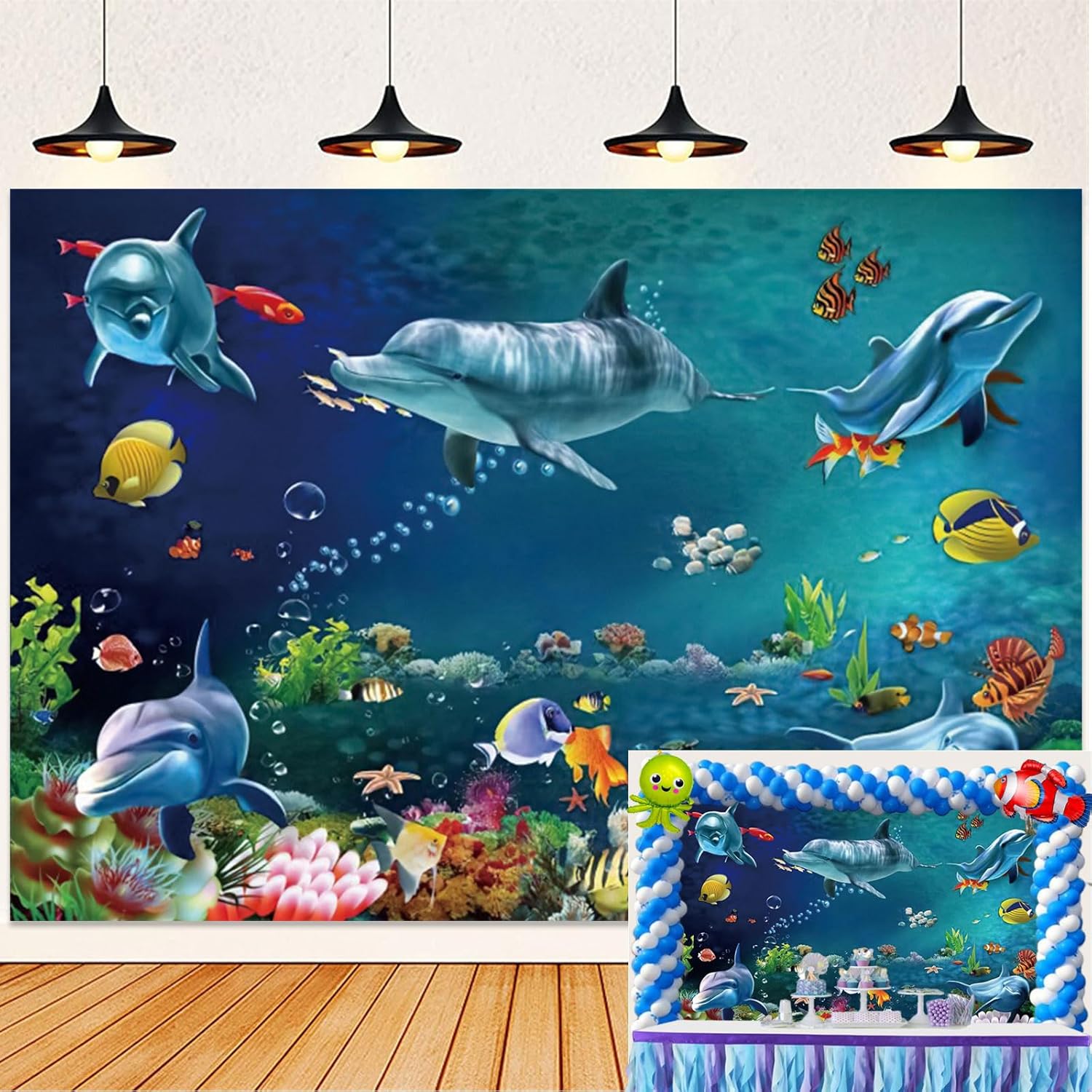 Amazon.com : Yeele 6x4ft Ocean Dolphin Backdrop Under The Sea Coral ...