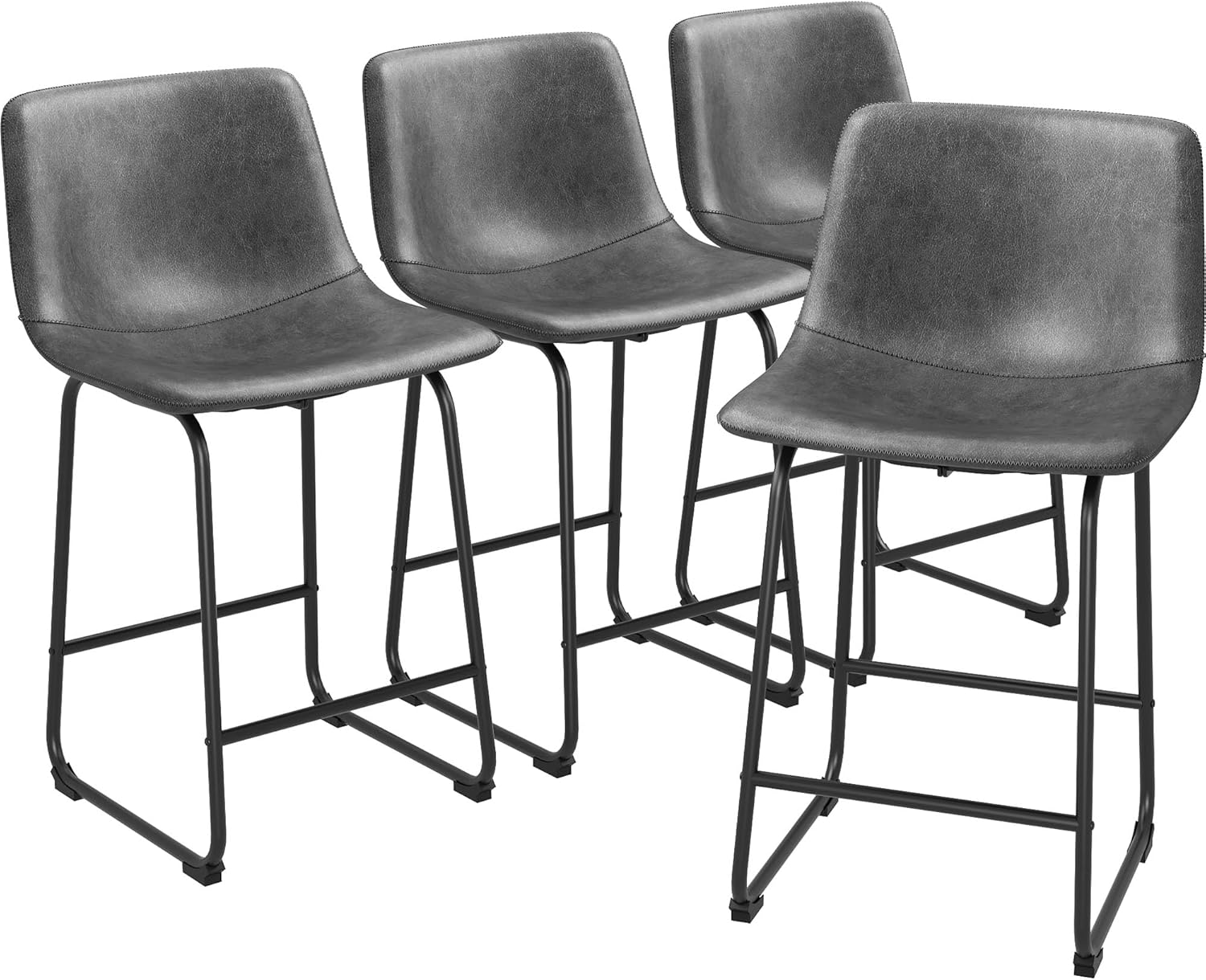 Amazon.com: REONEY Bar Stools Set of 4, PU Leather Counter Height Bar ...