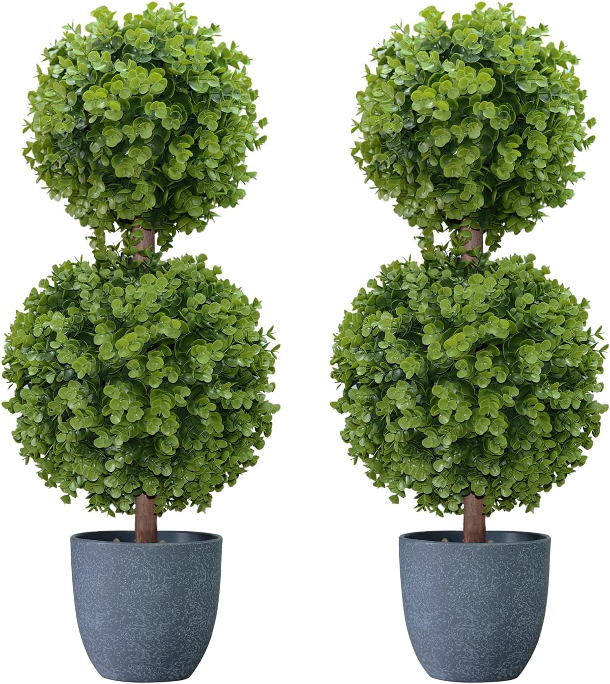 Amazon.com - SEVENLOVE Artificial Boxwood Topiary Tree, Two 17'' Potted ...