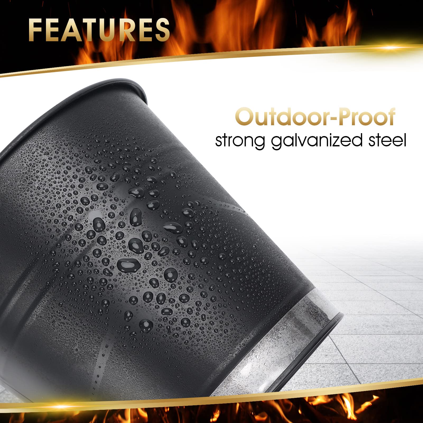 Mini Ash Bucket with Lid,Shovel & Hand Broom,Galvanized Steel Metal ...