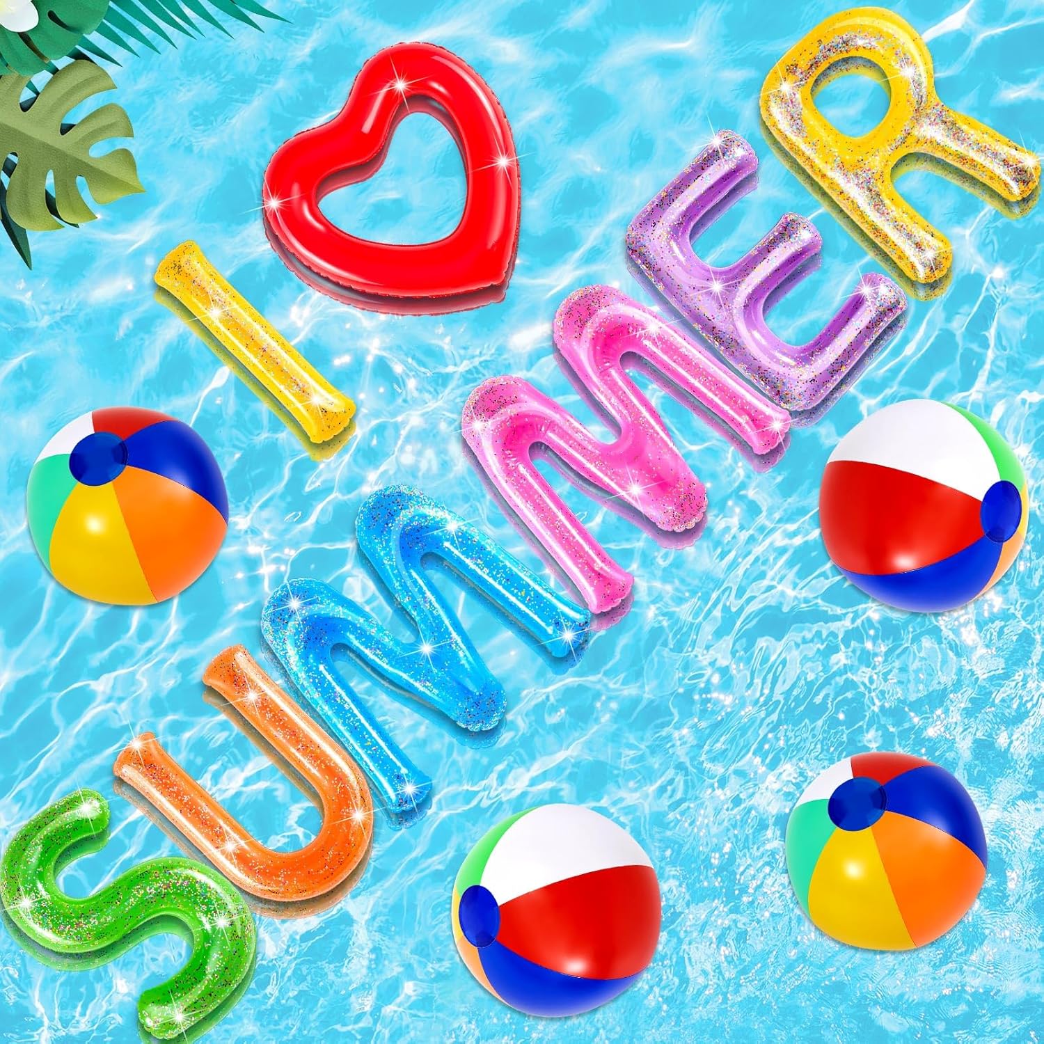 Amazon.com: Ceenna 20" I Love Summer Floating Pool Letters Summer Party ...