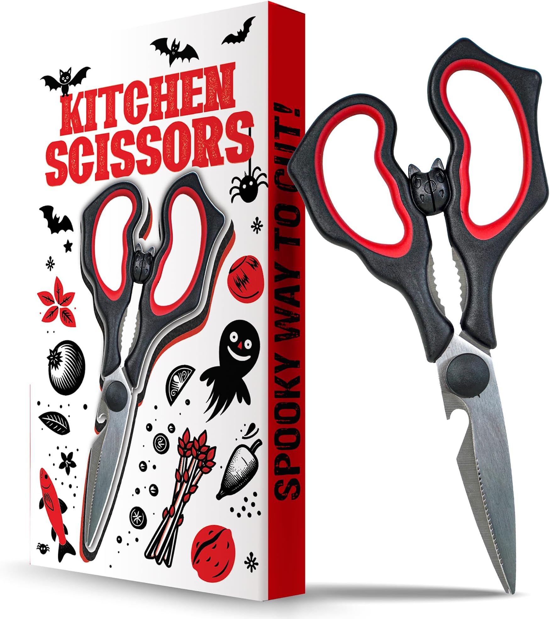 Amazon.com: Spoofy Gothic Kitchen Scissors, Bat Shaped, Halloween ...