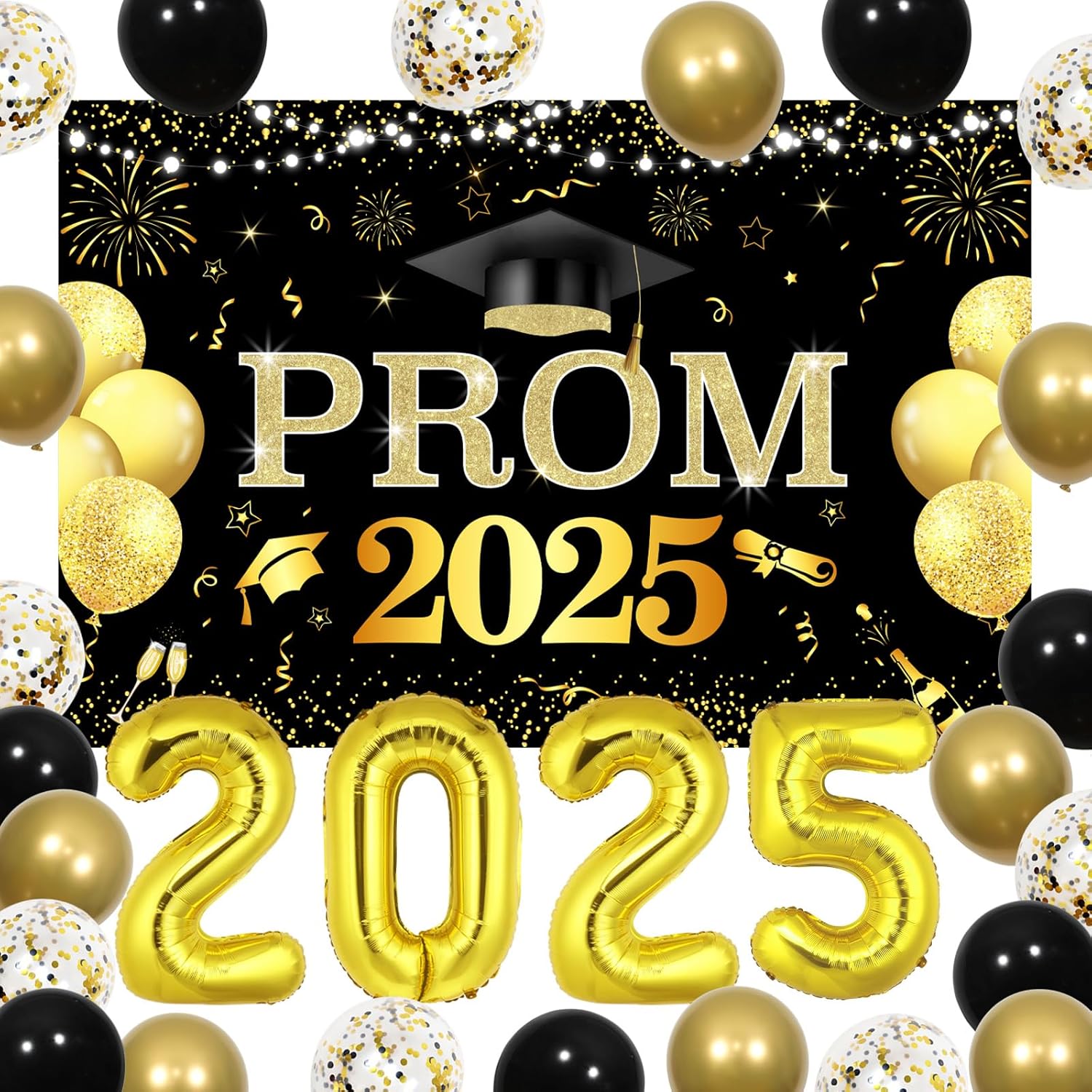 Prom Party Decorations 2025, Graduation Prom Photo Backdrop, 2025 Foil ...