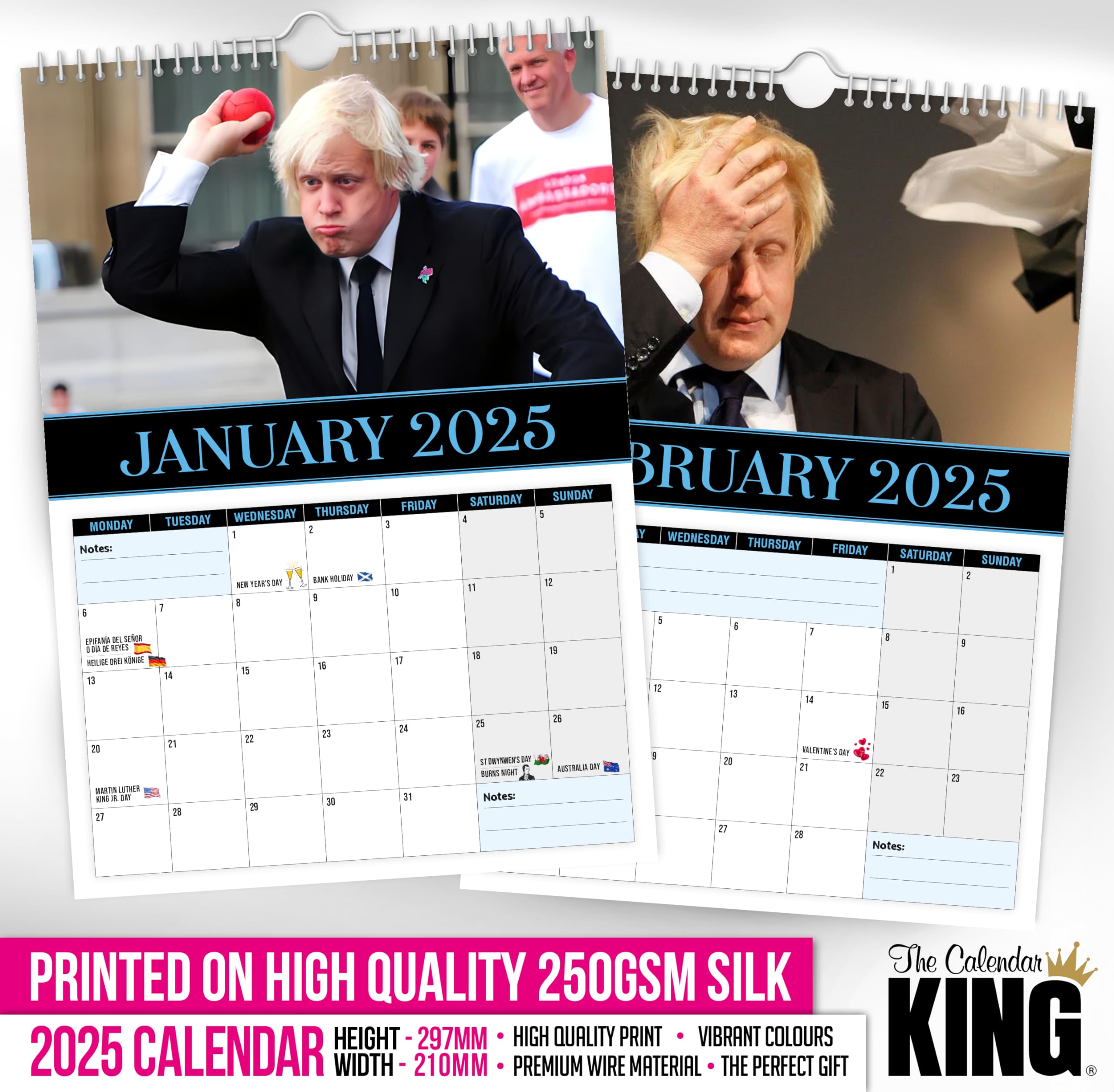 The Calendar King // Boris Johnson – 2025 Wall Calendar (Full Colour ...
