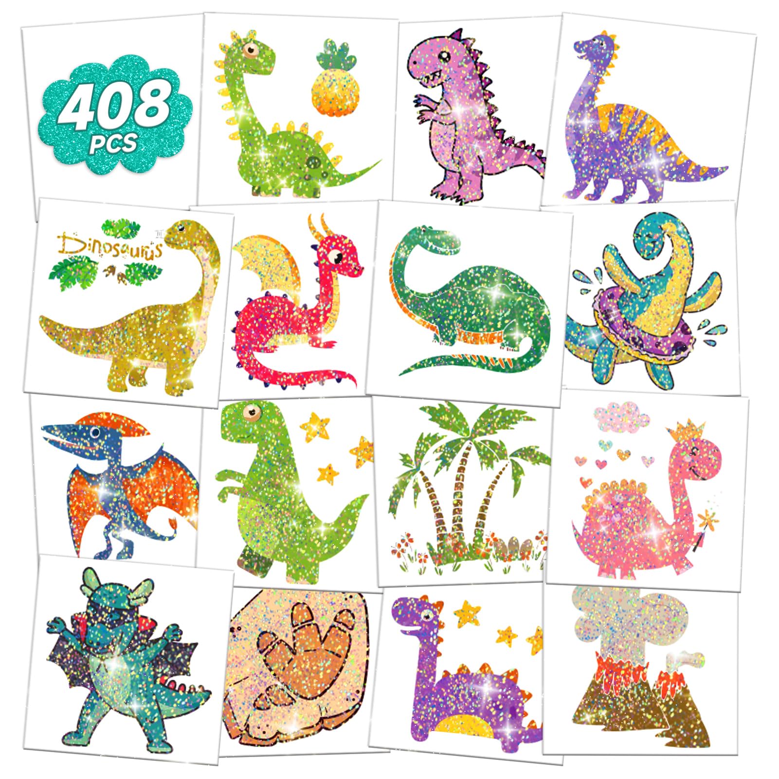 Amazon.com : EMOME 408 Styles Glitter Temporary Tattoos for Kids Boys ...