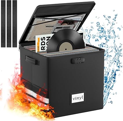 Amazon.com: Onvvippiv Vinyl Record Storage Box with Lock, Fireproof ...