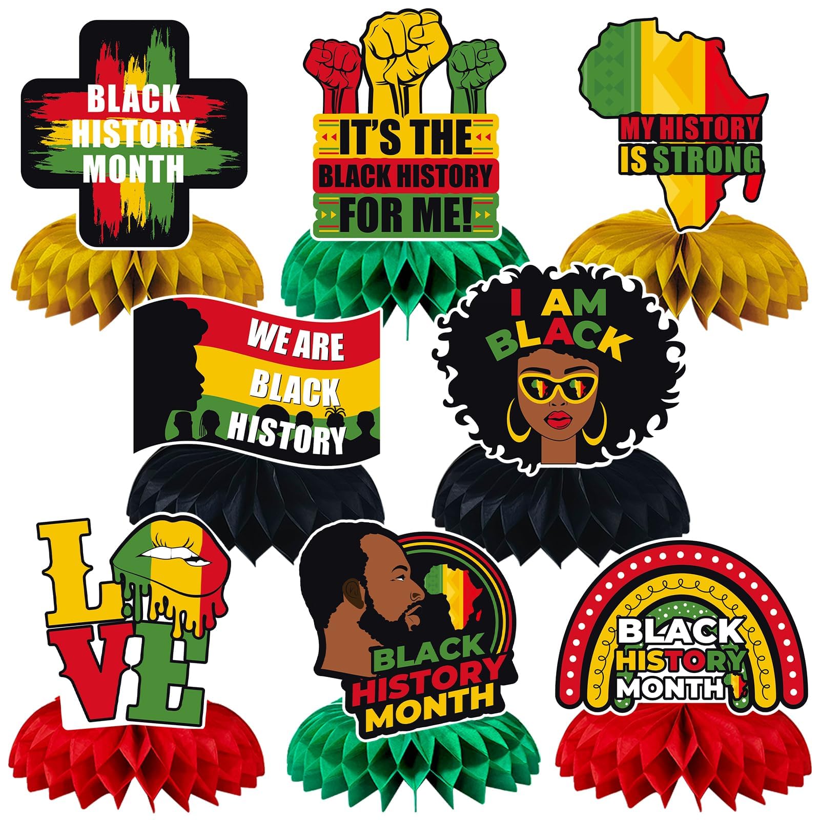 Amazon.com: JULMELON Black History Month Table Decorations Honeycomb ...