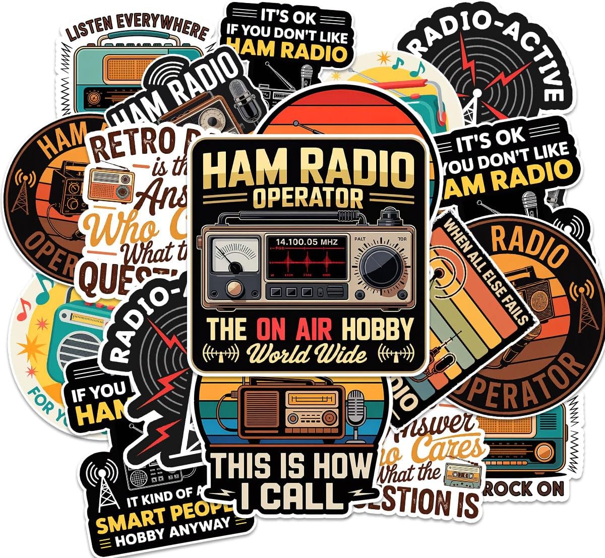 Amazon.com: 12 Pcs Ham Radio Operator Vinyl Sticker Pack, Amateur ...