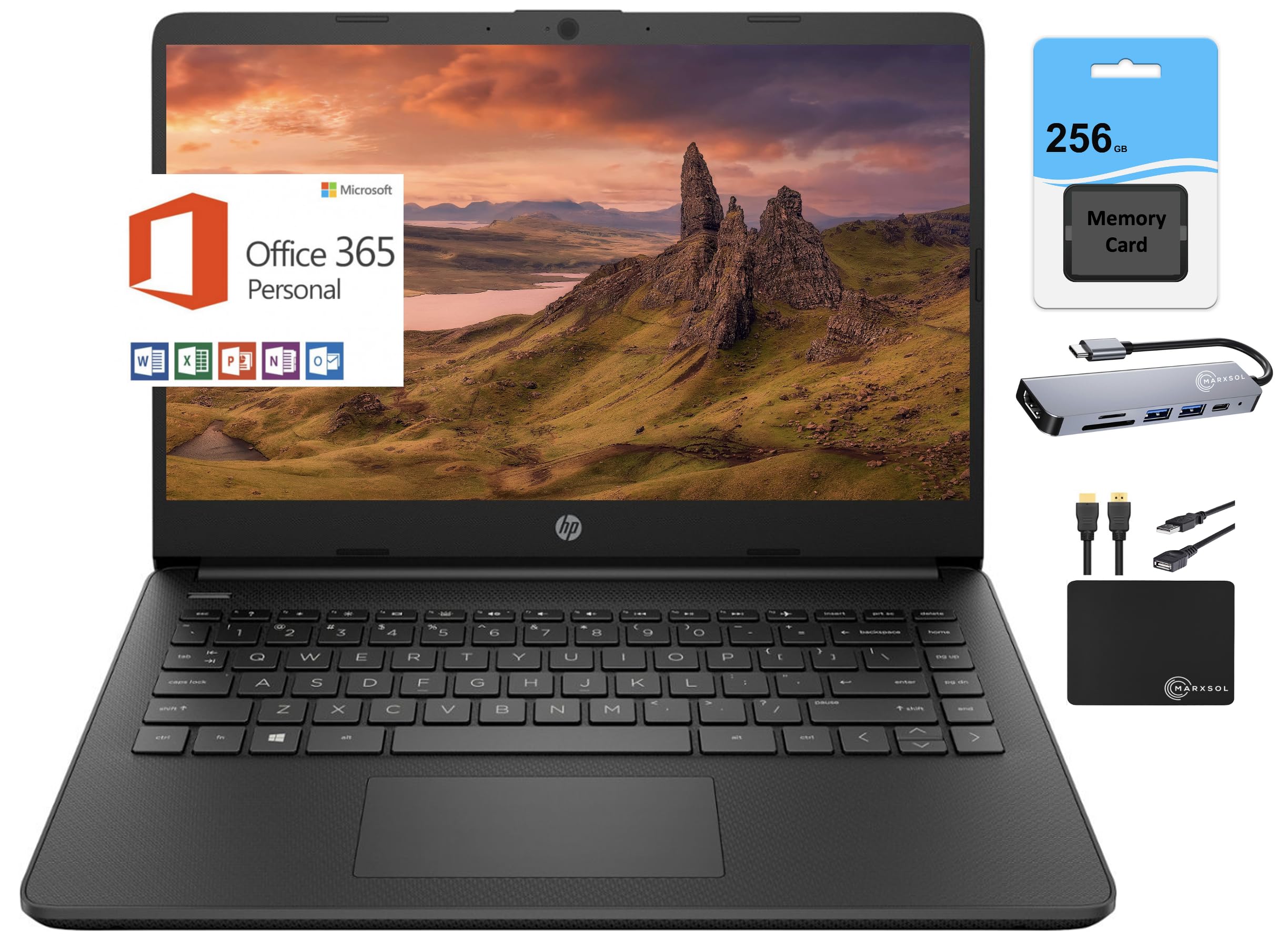 Amazon.com: HP Newest 14" HD Light Thin Laptop Student Business, Quad ...