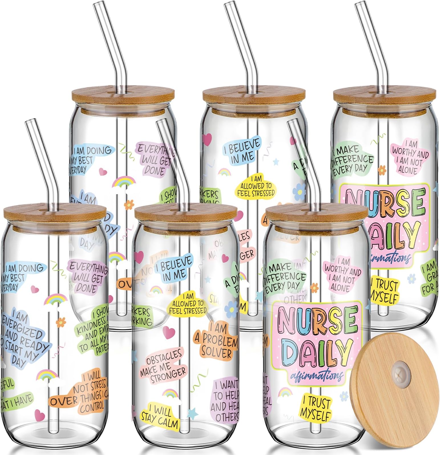 Amazon.com | Uiifan 6 Pcs Nurse Gifts for Women 16 oz Can Shaped Glass ...