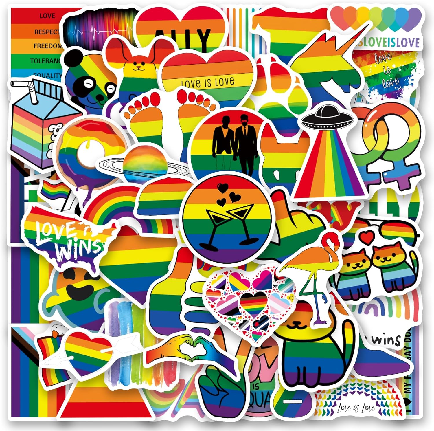 Amazon.com: FEIXINUS Pride Stickers,100PCS LGBTQ Sticker, Rainbow ...