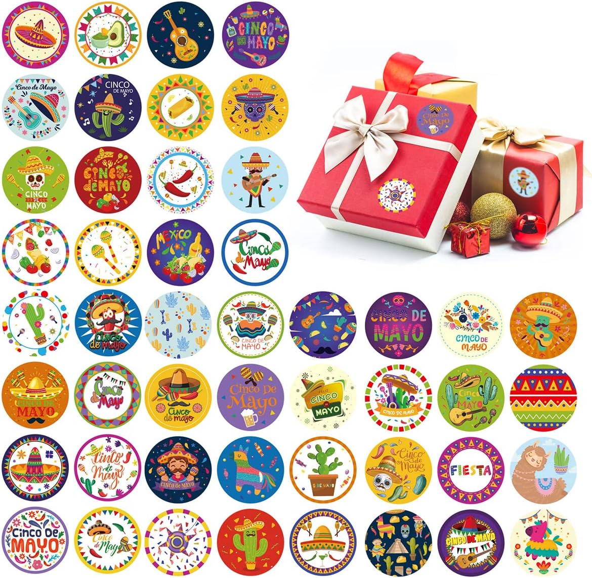 Amazon.com: Mexican Fiesta Party Gift Labels Stickers 96PCS Cinco De ...