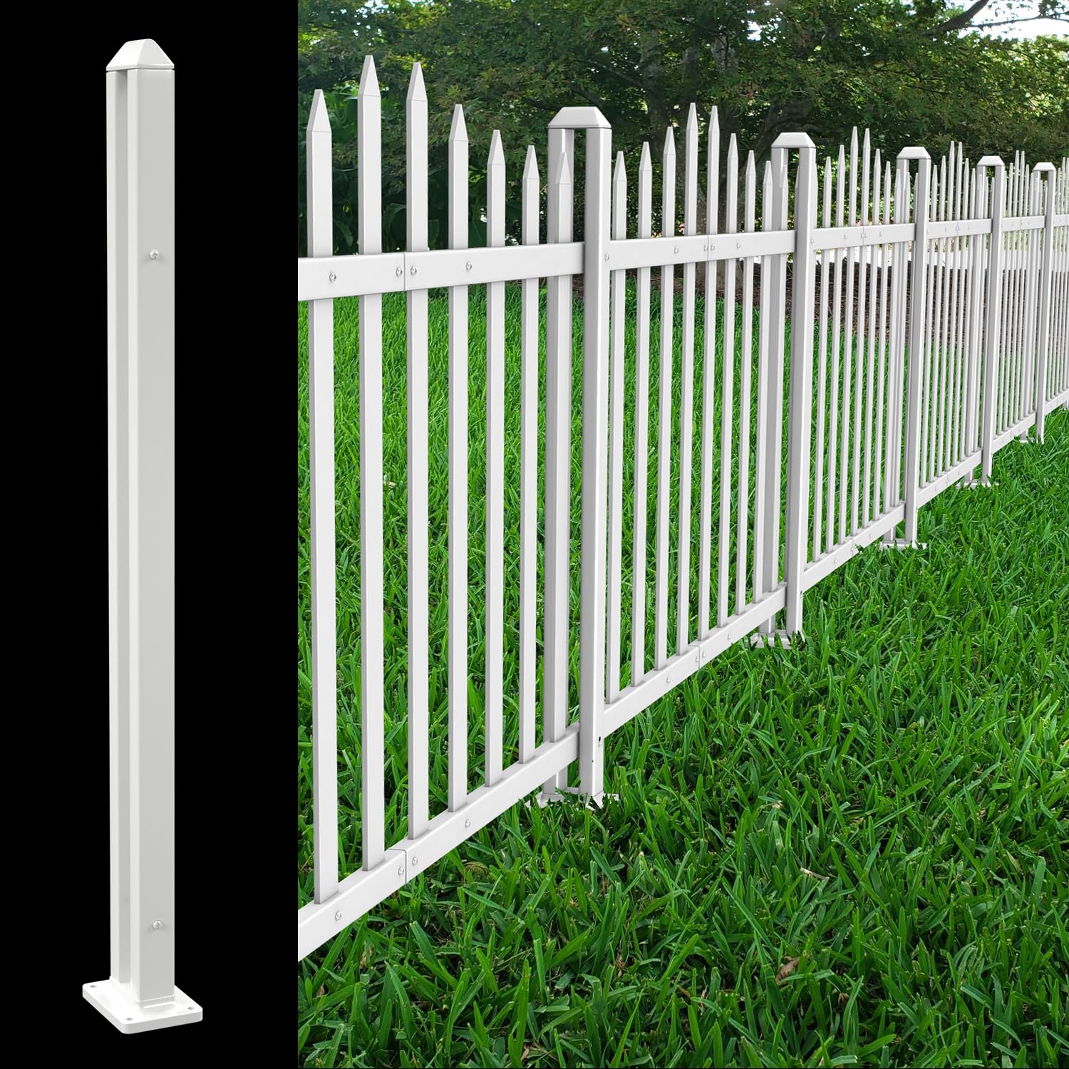 Snapklik.com : Patio Garden Fence 34.6" H Picket Fence Post Kit For ...