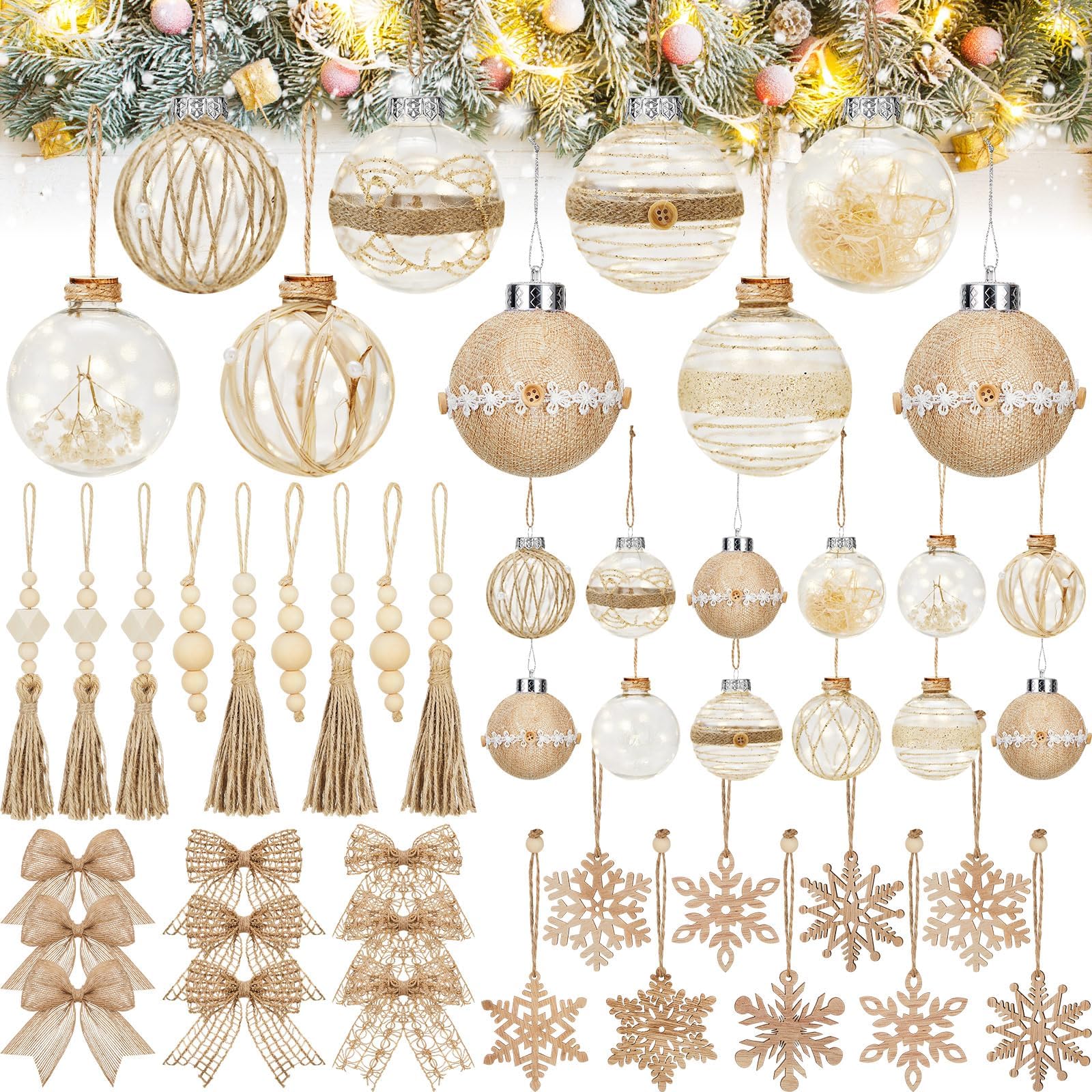 Amazon.com: Treory Christmas Decorations Indoor Decor: 24 Set Rustic ...
