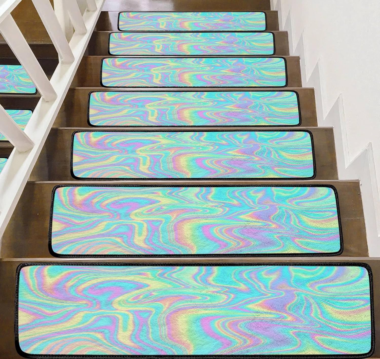Amazon.com: Abstract Holographic Iridescent Psychedelic Colorful Stair ...