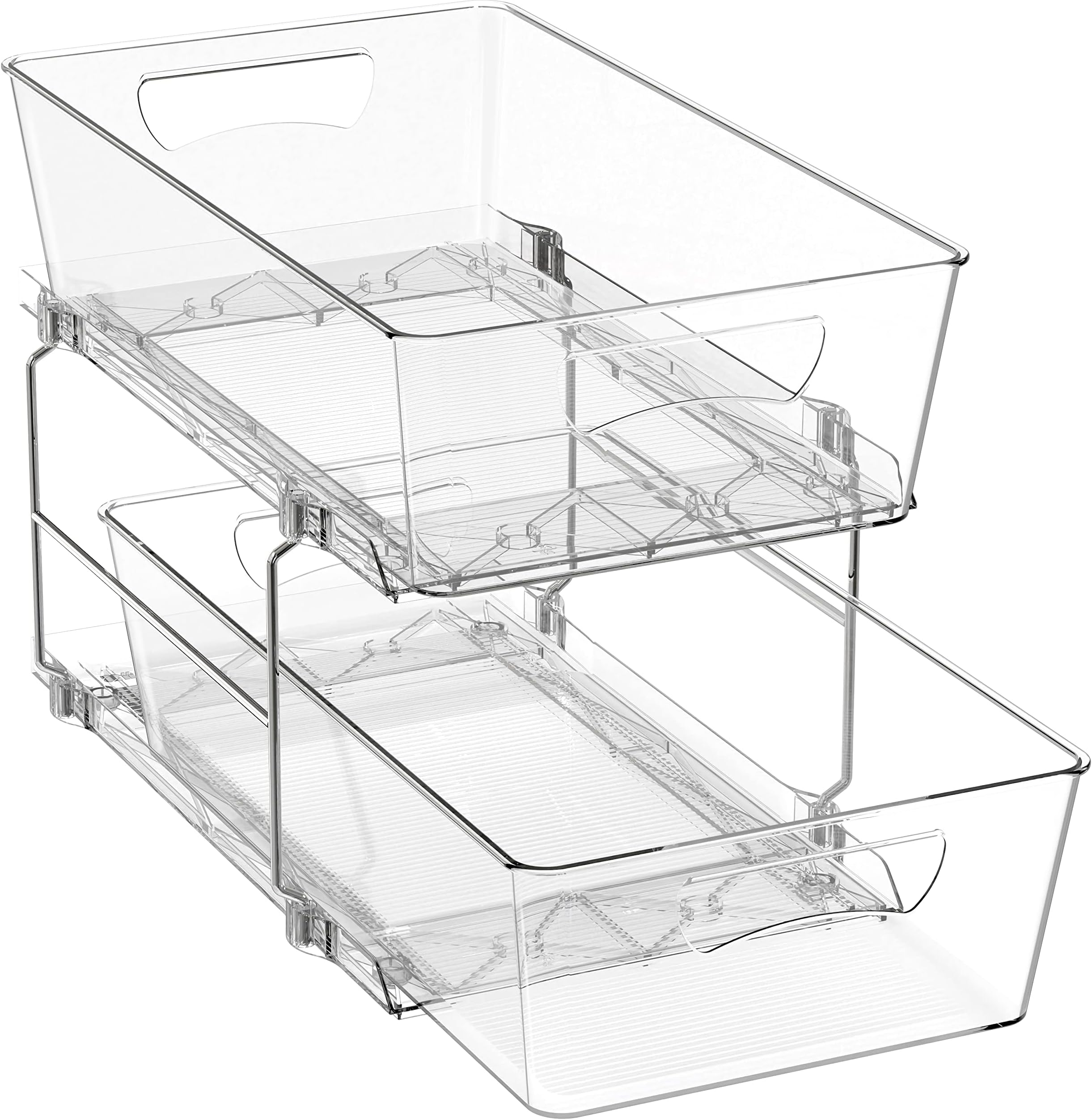 Amazon.com - 2 Tier Clear Organizer with Dividers for Cabinet, Shlef ...