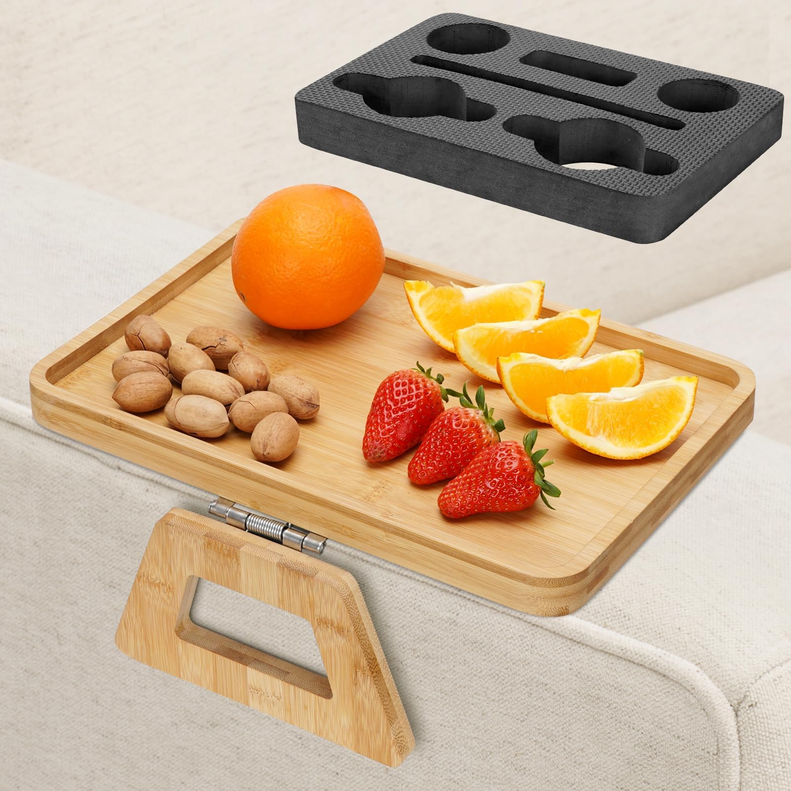 Amazon.com: IGOHEALS Couch Arm Tray - Bamboo Folding Sofa Armrest Tray ...