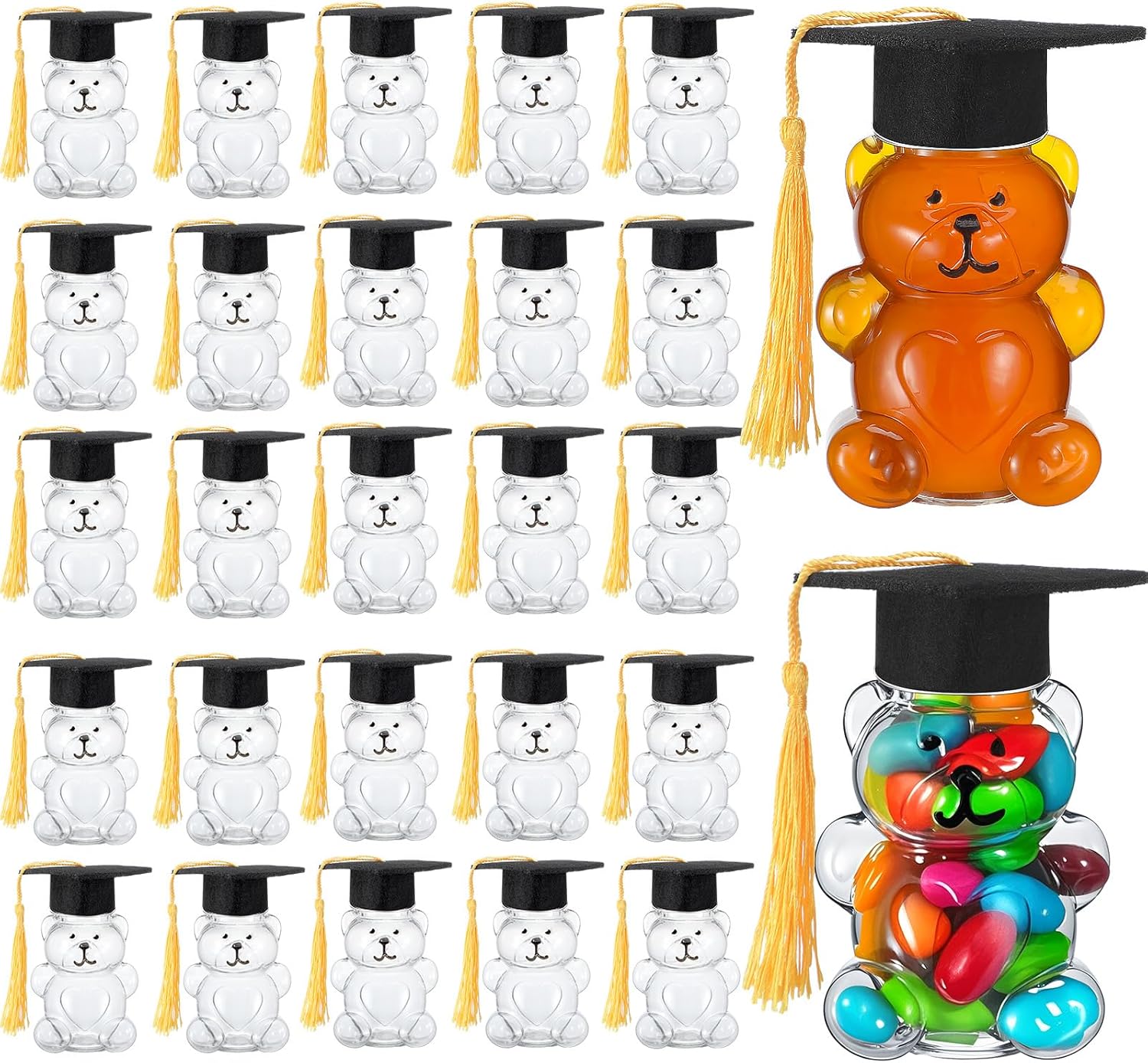 Amazon.com: Blushtier 50 Sets 2025 Graduation Cap Bear Candy Jar 2oz ...