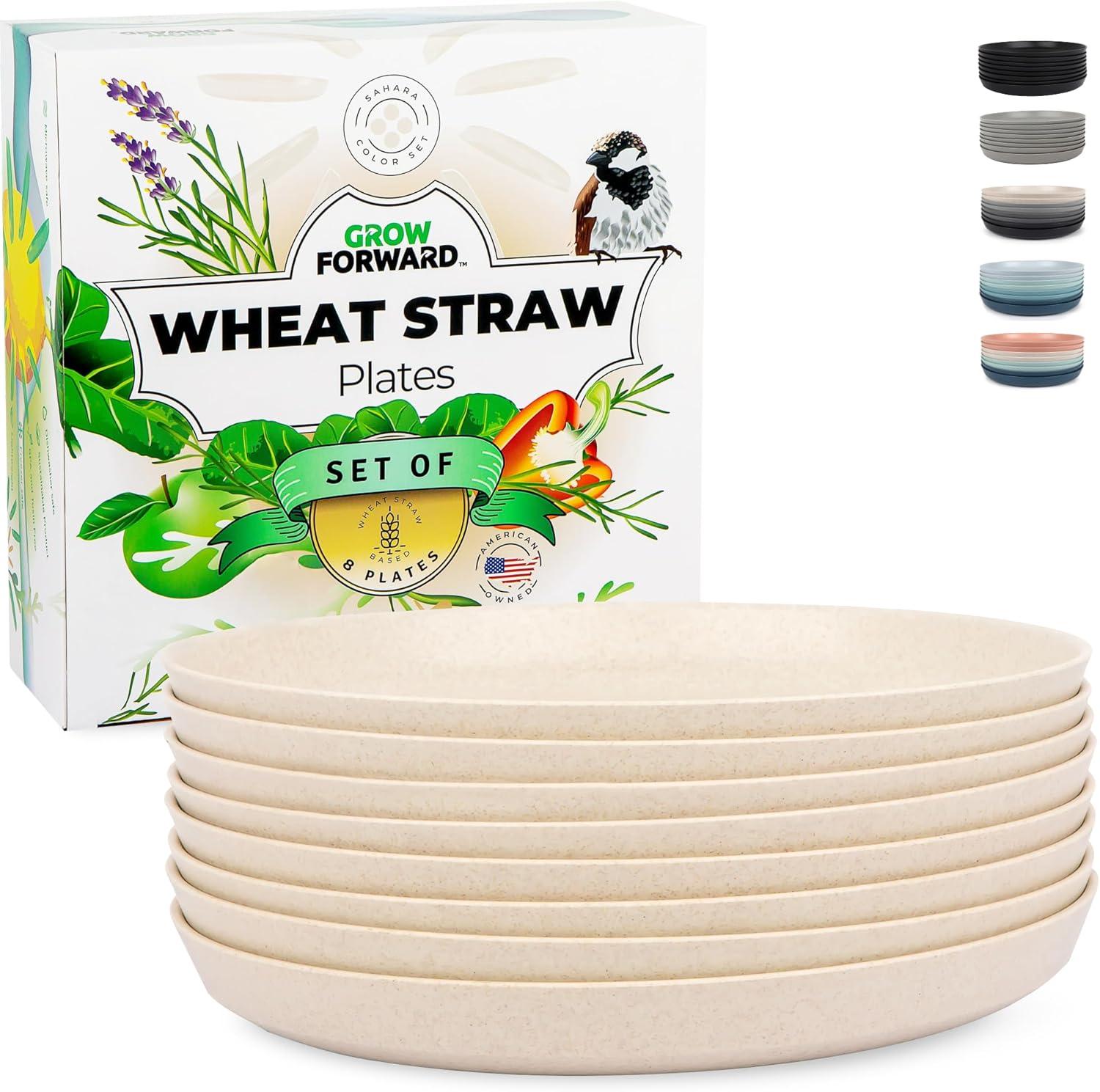 Amazon.com | Grow Forward Premium Wheat Straw Plates - 10 Inch Reusable ...