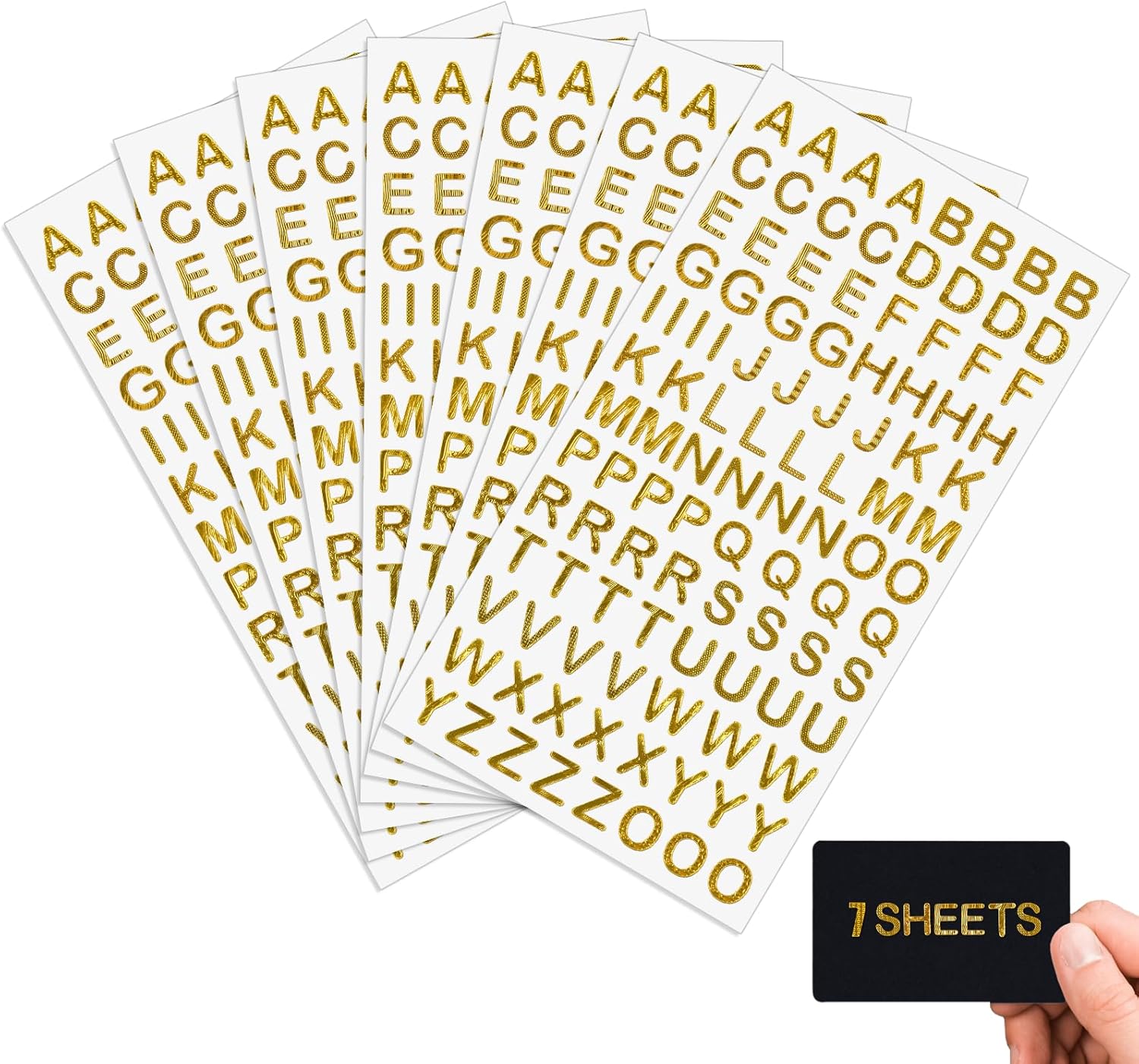 Amazon.com: Aixoom 7 Sheets Gold Letter Stickers Small Gold Alphabet ...