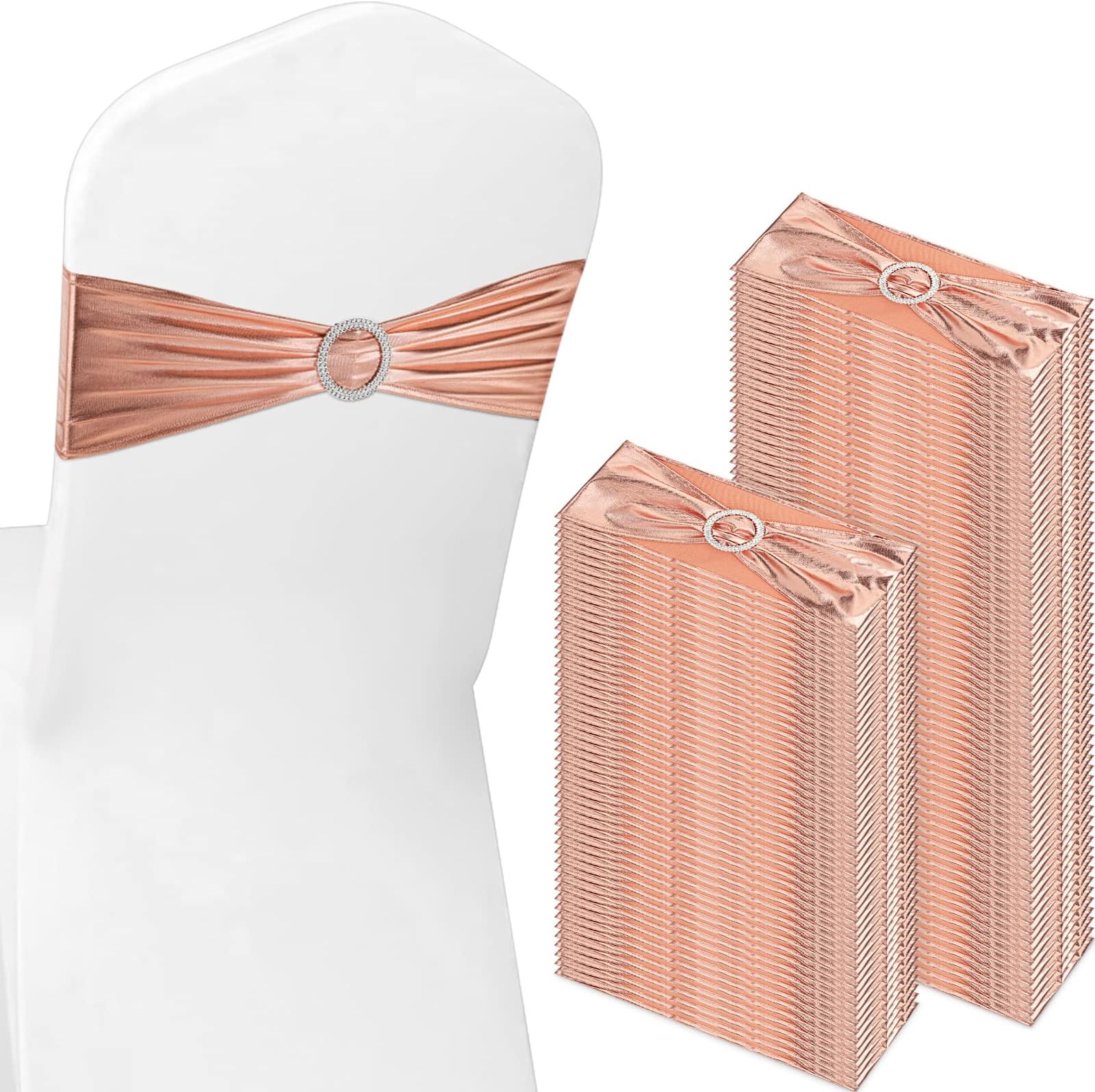 Amazon.com: Queekay 80 Pieces Chair Sashes Elastic One-Sided Sequin ...