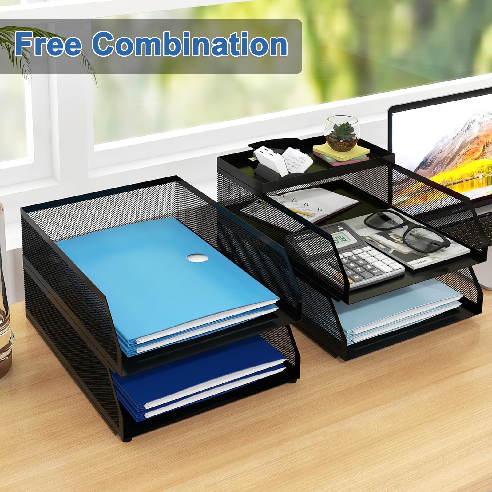 Snapklik.com : Natwind 4-Tier Stackable Paper Tray, Metal Mesh Desktop ...