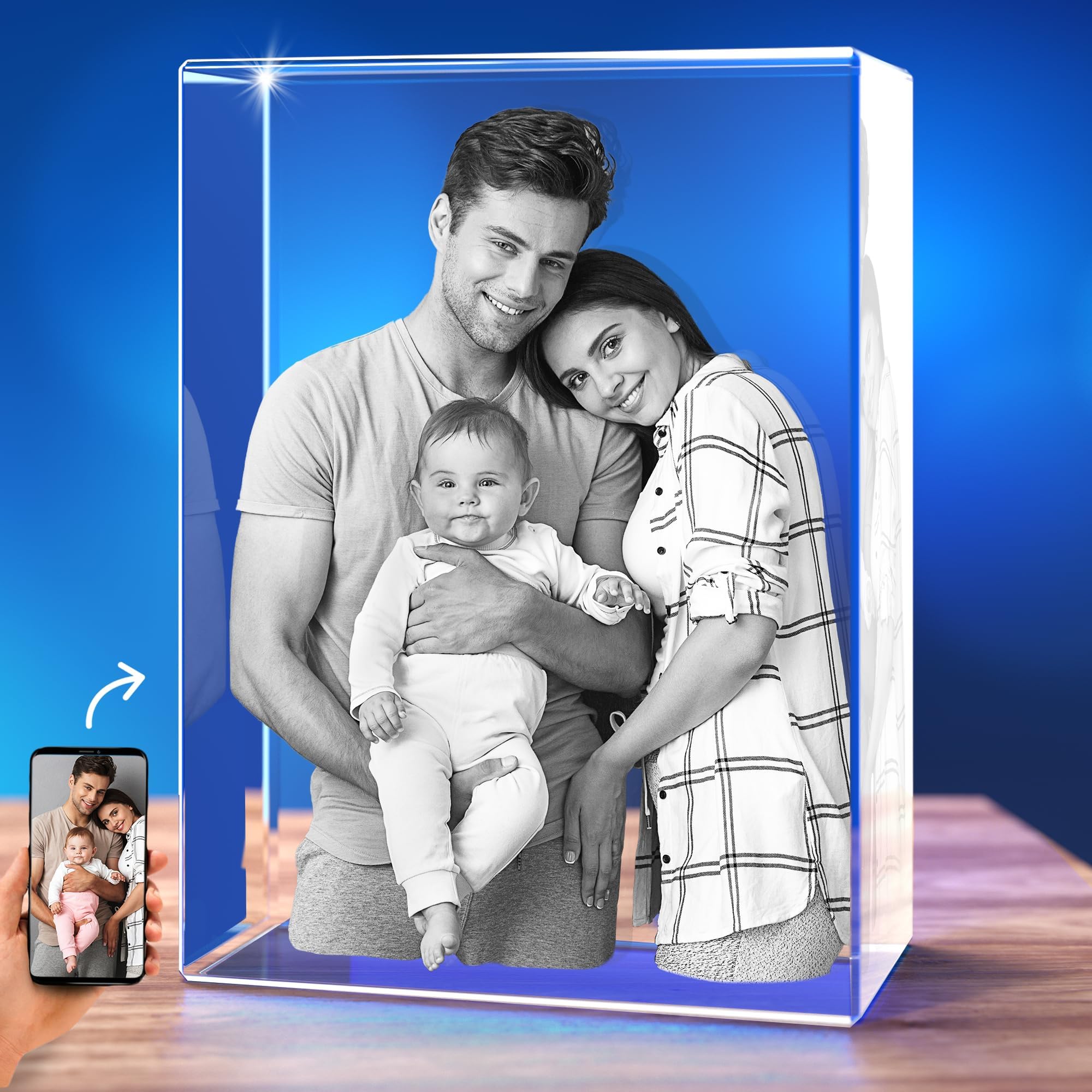 Amazon.com - Goodcount Personalized Photo Etched Crystal Flat Cube ...
