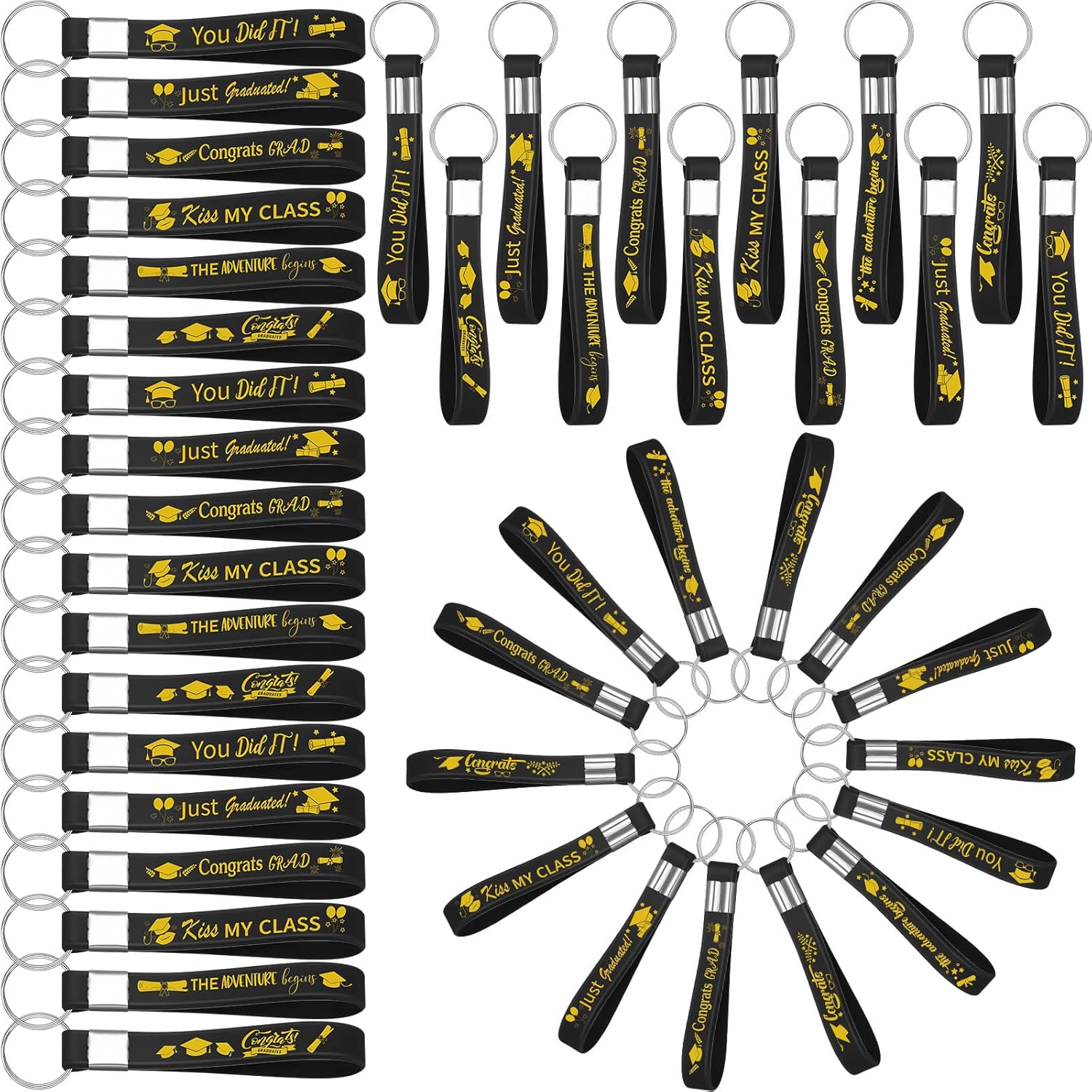 VioraWhite 60 Pcs Class of 2025 Graduation Keychains Inspirational ...