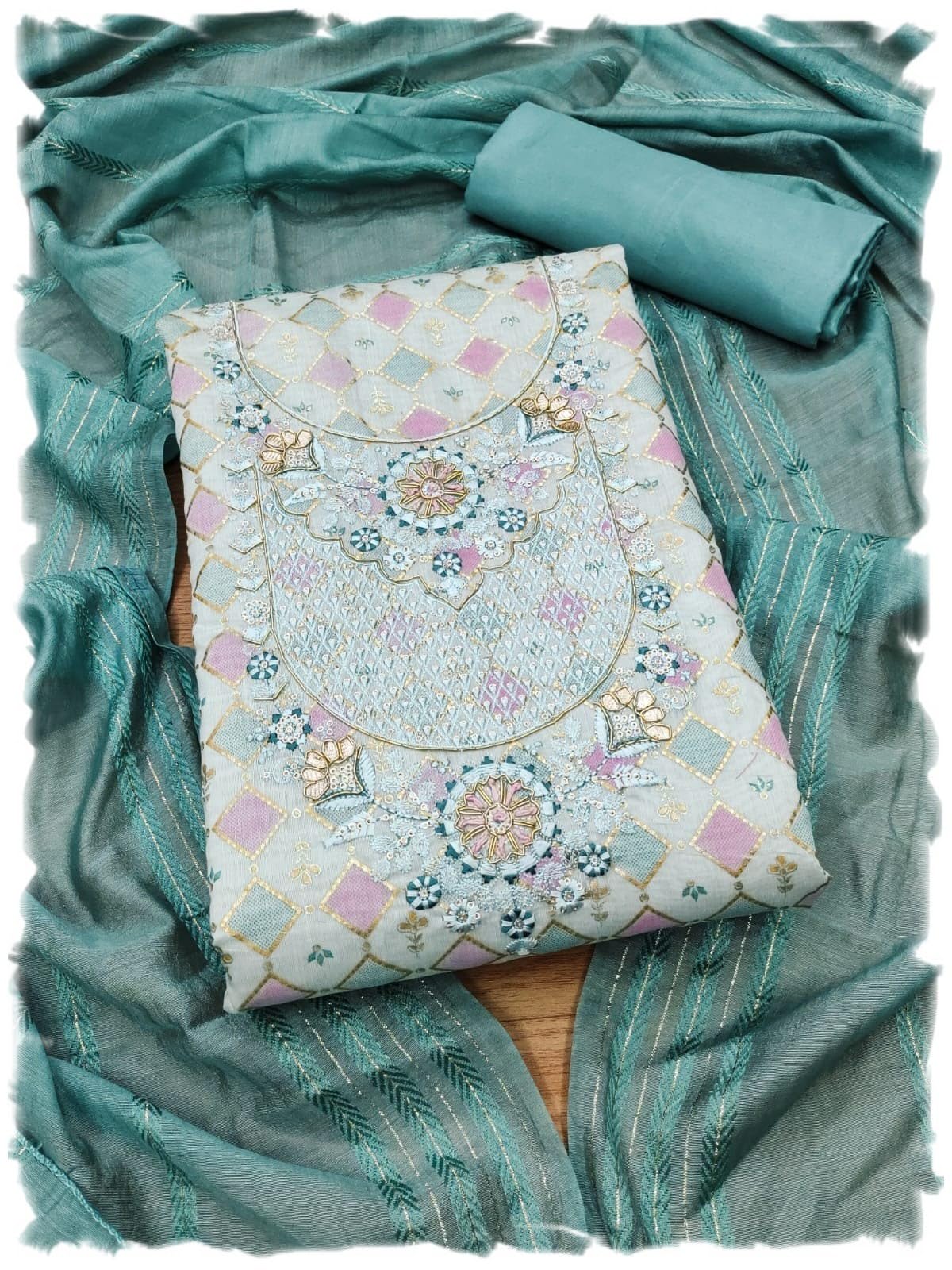 Nilkanth Creation Exclusive Semi Modal With Sequence Work With Fancy Lace Salwar Suit Dress ...