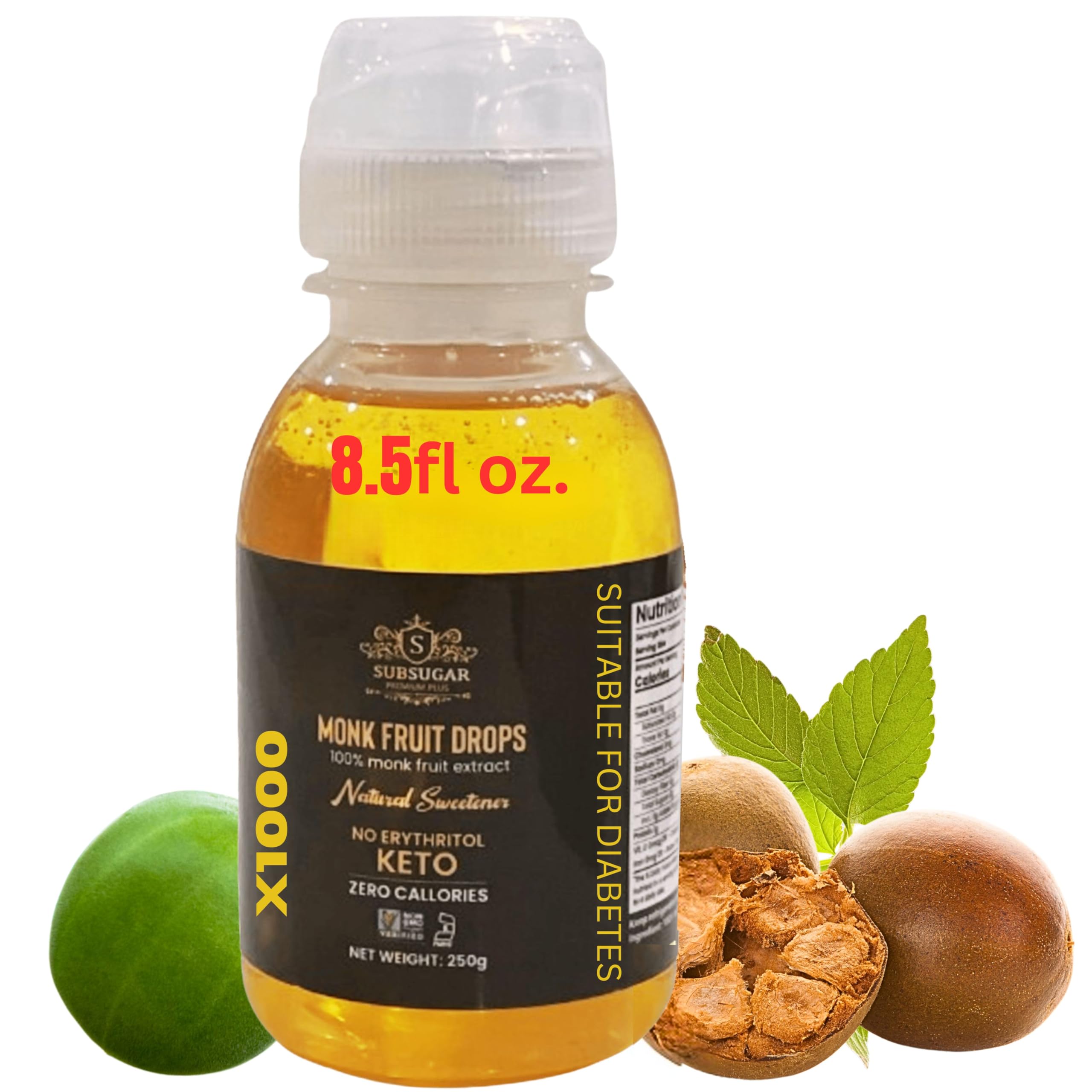 Amazon.com: SubSugar 100% Monk Fruit Drops Pure Liquid Monk Fruit Sweetener, No Erythritol Sugar ...