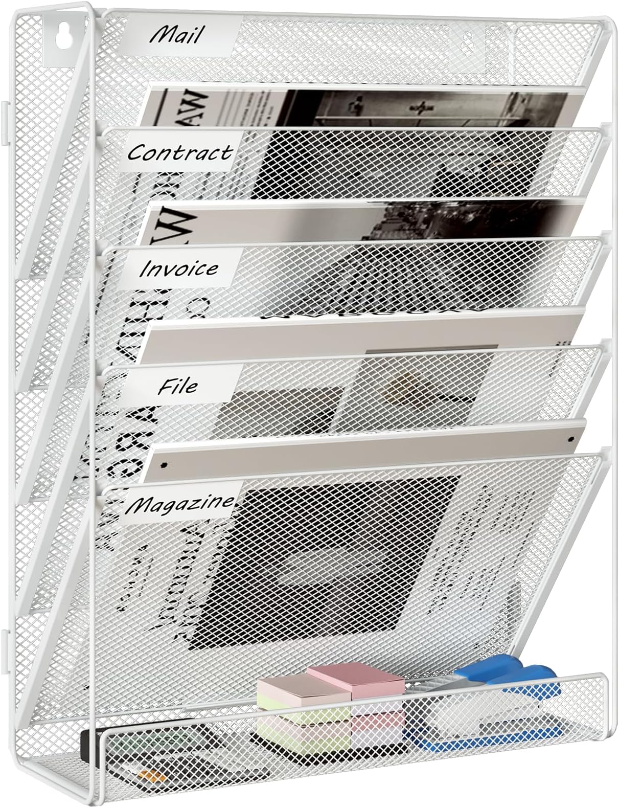 EasyPAG 5 Compartiments Assembler Métal Porte Revue Mural Porte ...