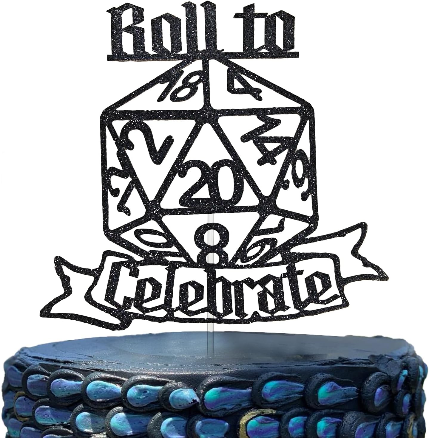 Amazon.com: AZEWELL D20 Dice DnD Birthday Cake Topper, DnD Theme Roll ...