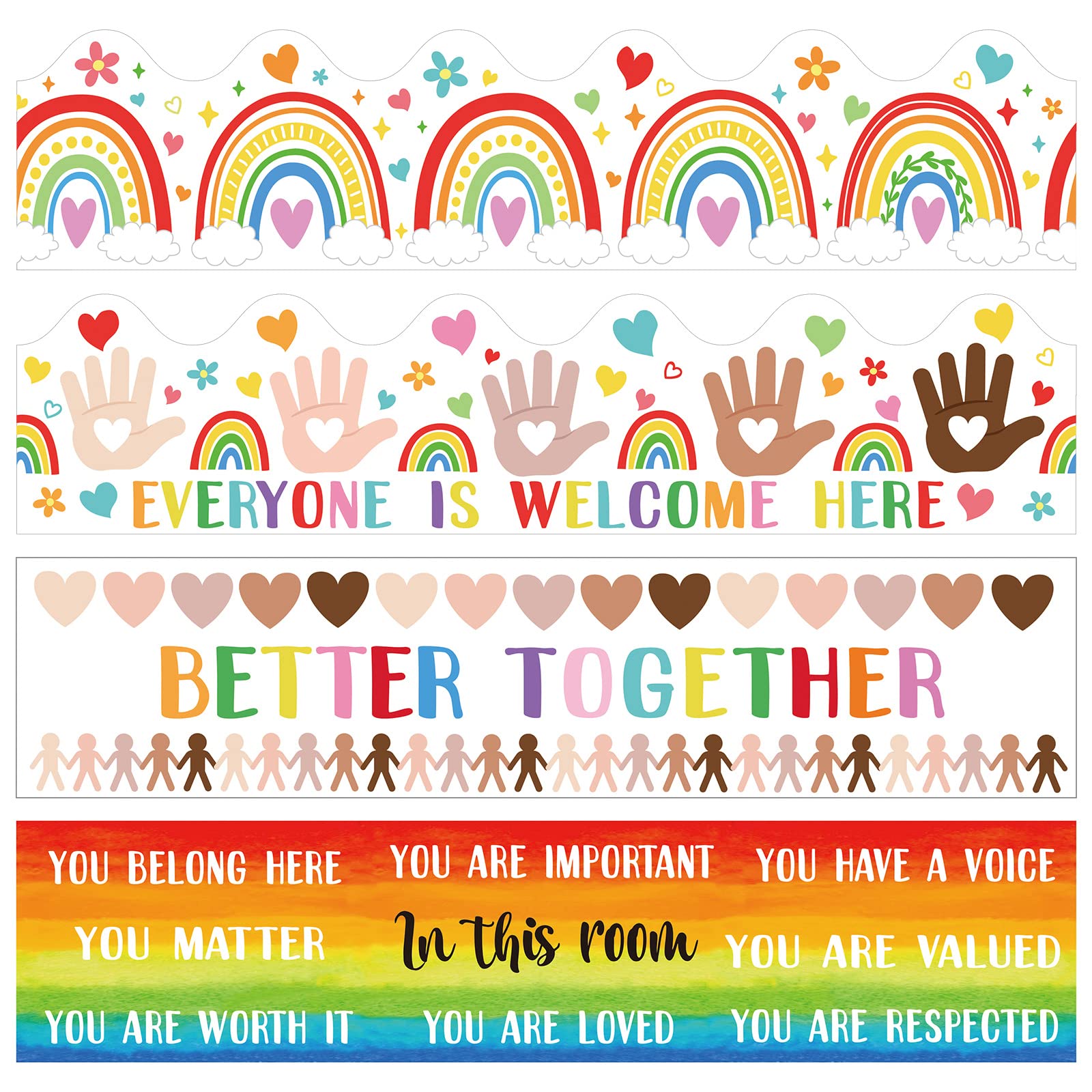 Amazon.com : 65 Feet Rainbow Welcome Message Theme Classroom Bulletin ...
