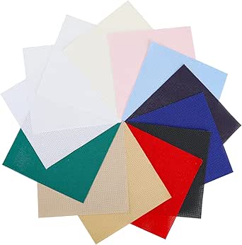 13PCS Assorted Color Cross Stitch Sheets 15cm x 15cm 13 Colors Fabric ...